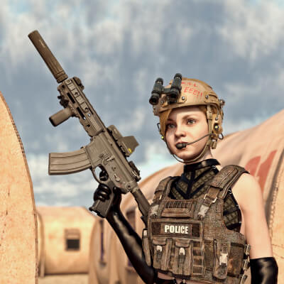 R4-C M4 Assault Rifle R6 for G8F and G9 Daz Content by Loriel