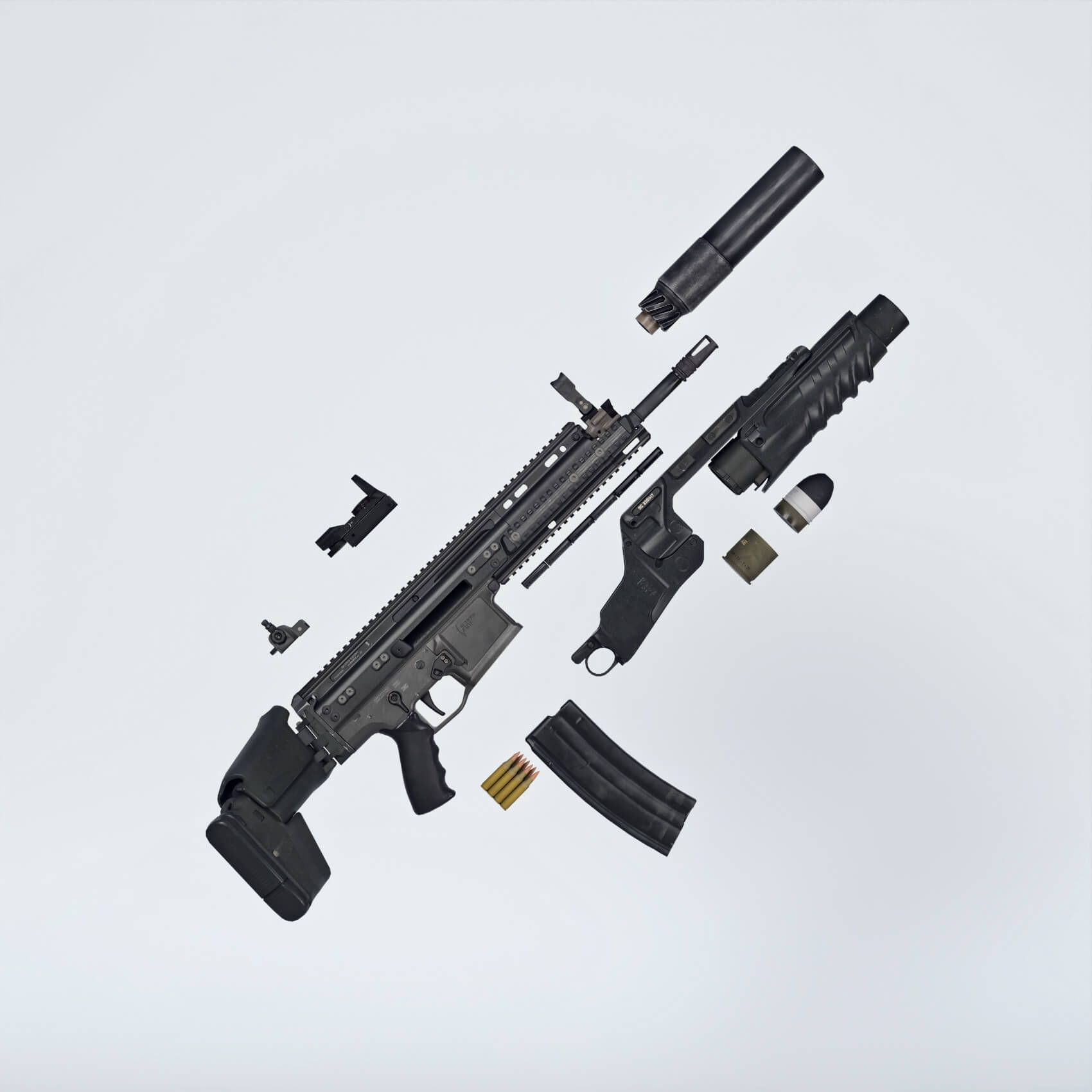SCR Rifle With Launcher for G8F - Daz Content by Loriel