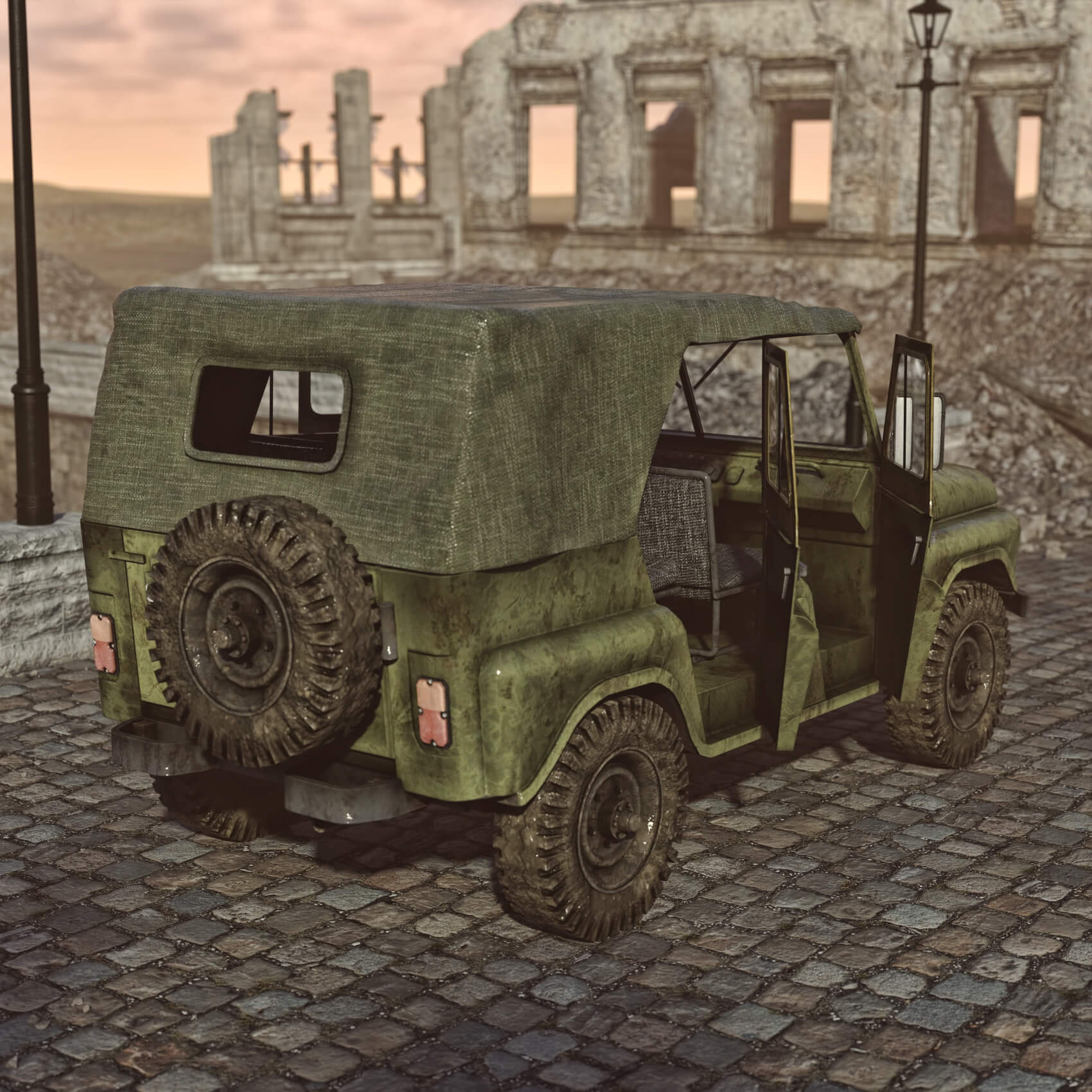 UAZ 469 Soviet Car for DAZ3D - Daz Content by Loriel