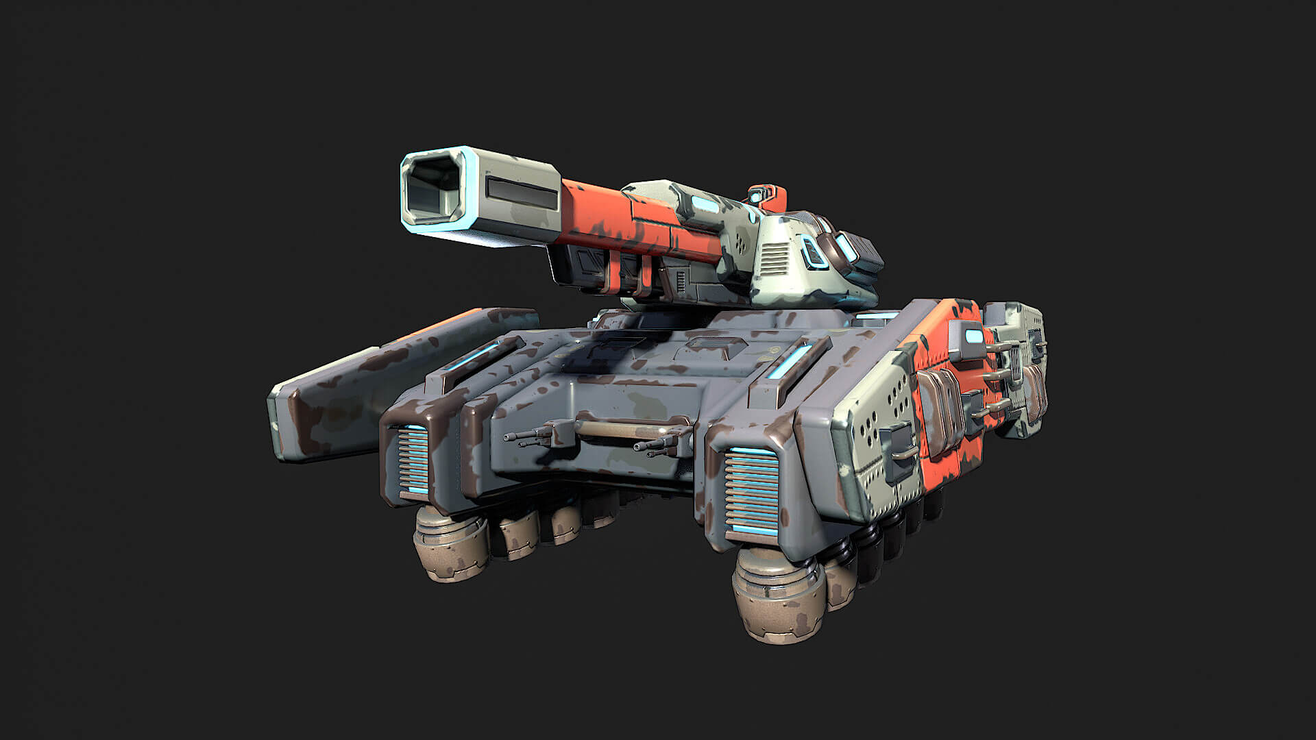 Stylized Sci-Fi Space Tank 3D Model by lorong1224
