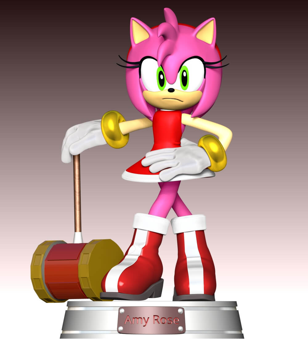 Amy Rose the Hedgehog 3 Fan Art - 3D Model by lovemodel