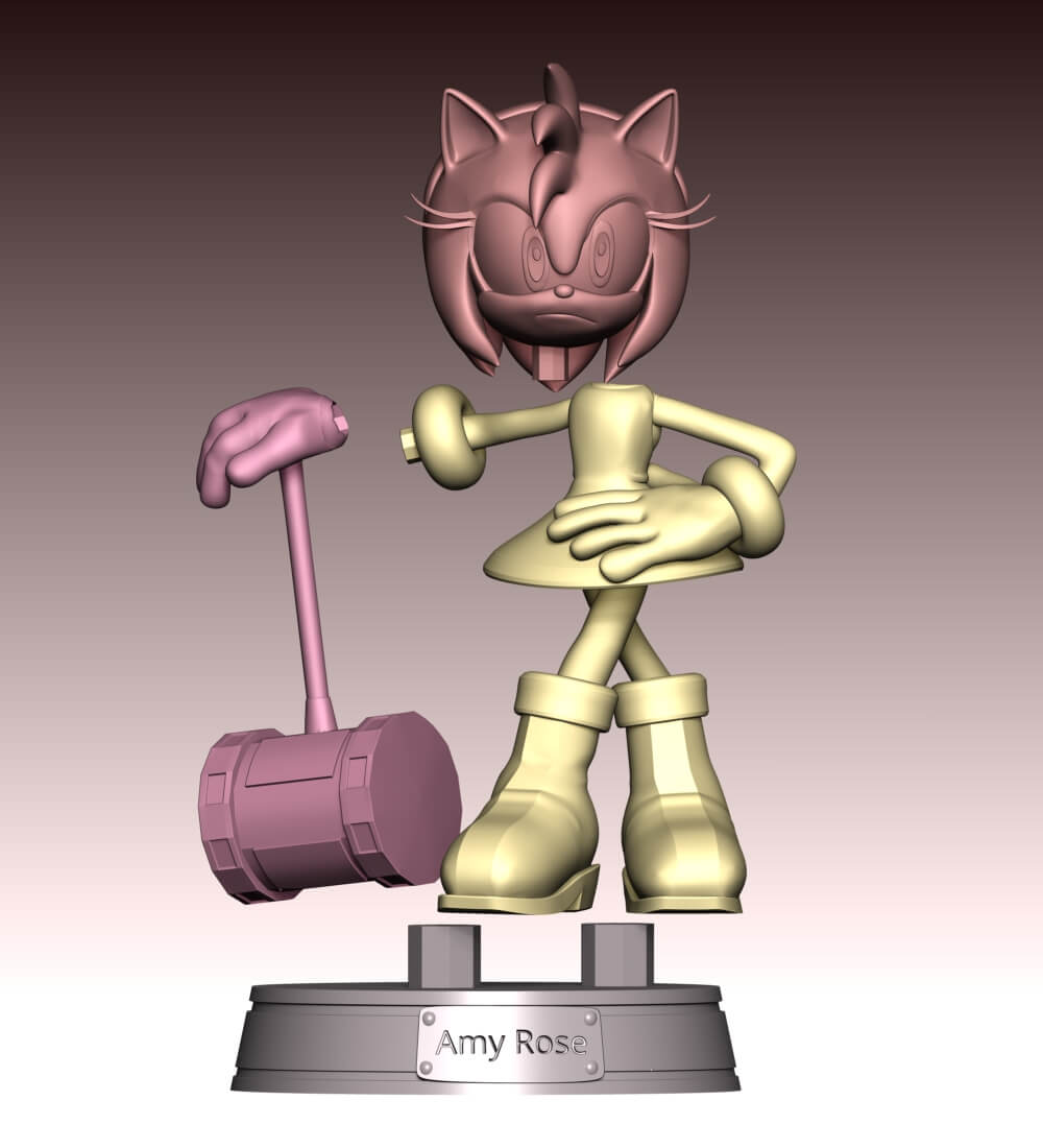 Amy Rose the Hedgehog 3 Fan Art - 3D Model by lovemodel