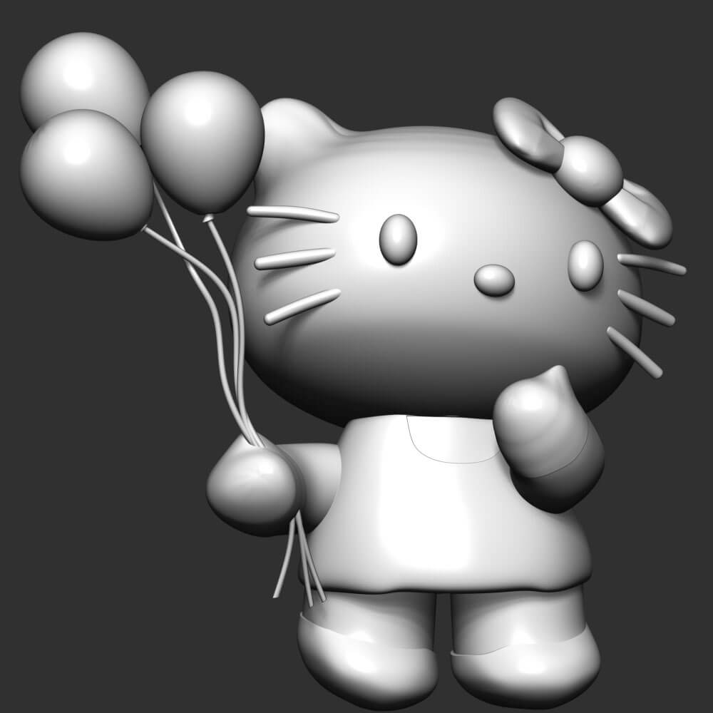 Hello Kitty With Ballons - 3D Print Model by lovemodel