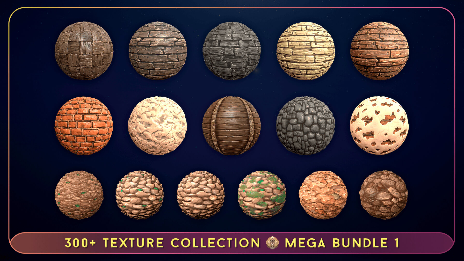300+ Hand Painted Textures - Mega Bundle Part 1 3D Texture by Lowlypoly