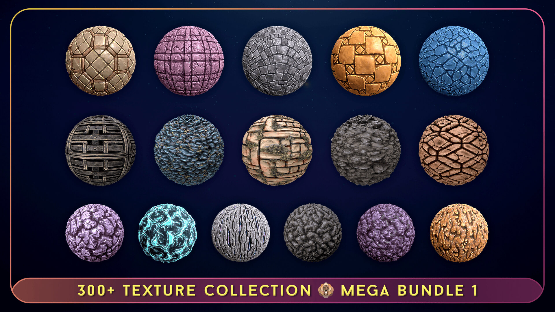 300+ Hand Painted Textures - Mega Bundle Part 1 3D Texture by Lowlypoly