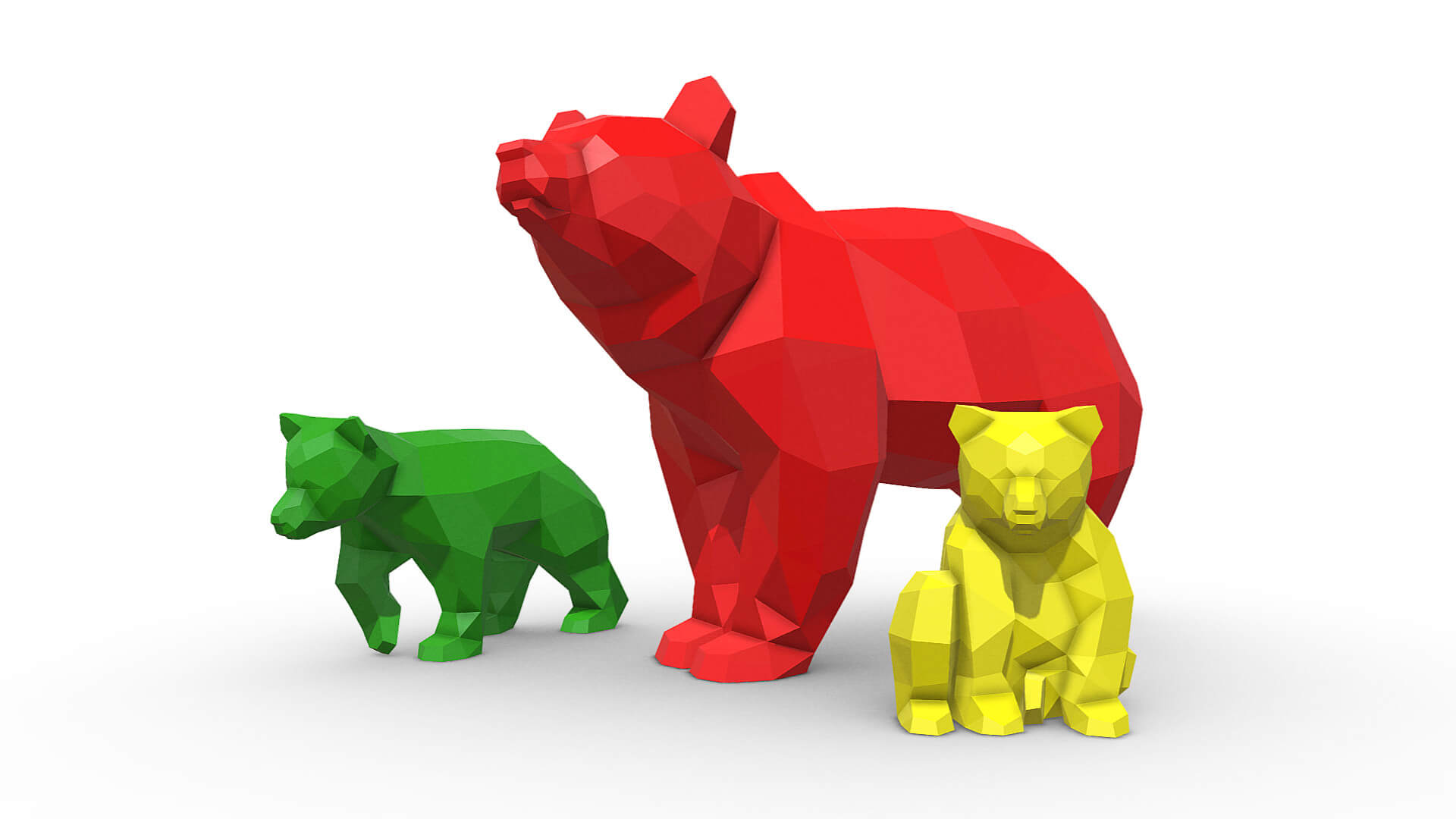 Low Poly Bear Family - 3D Model by lowpoly_print