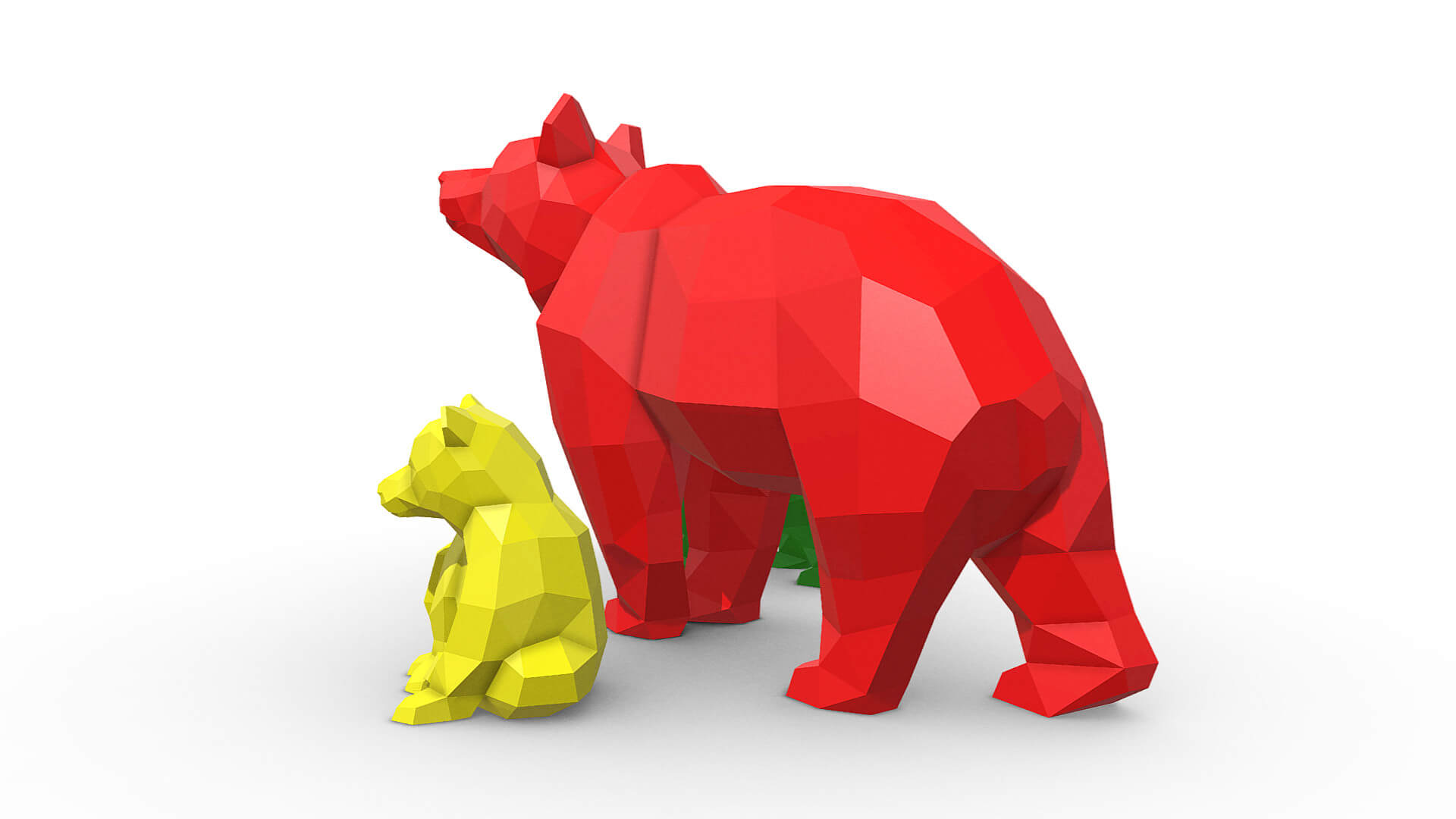 Low Poly Bear Family - 3D Model by lowpoly_print