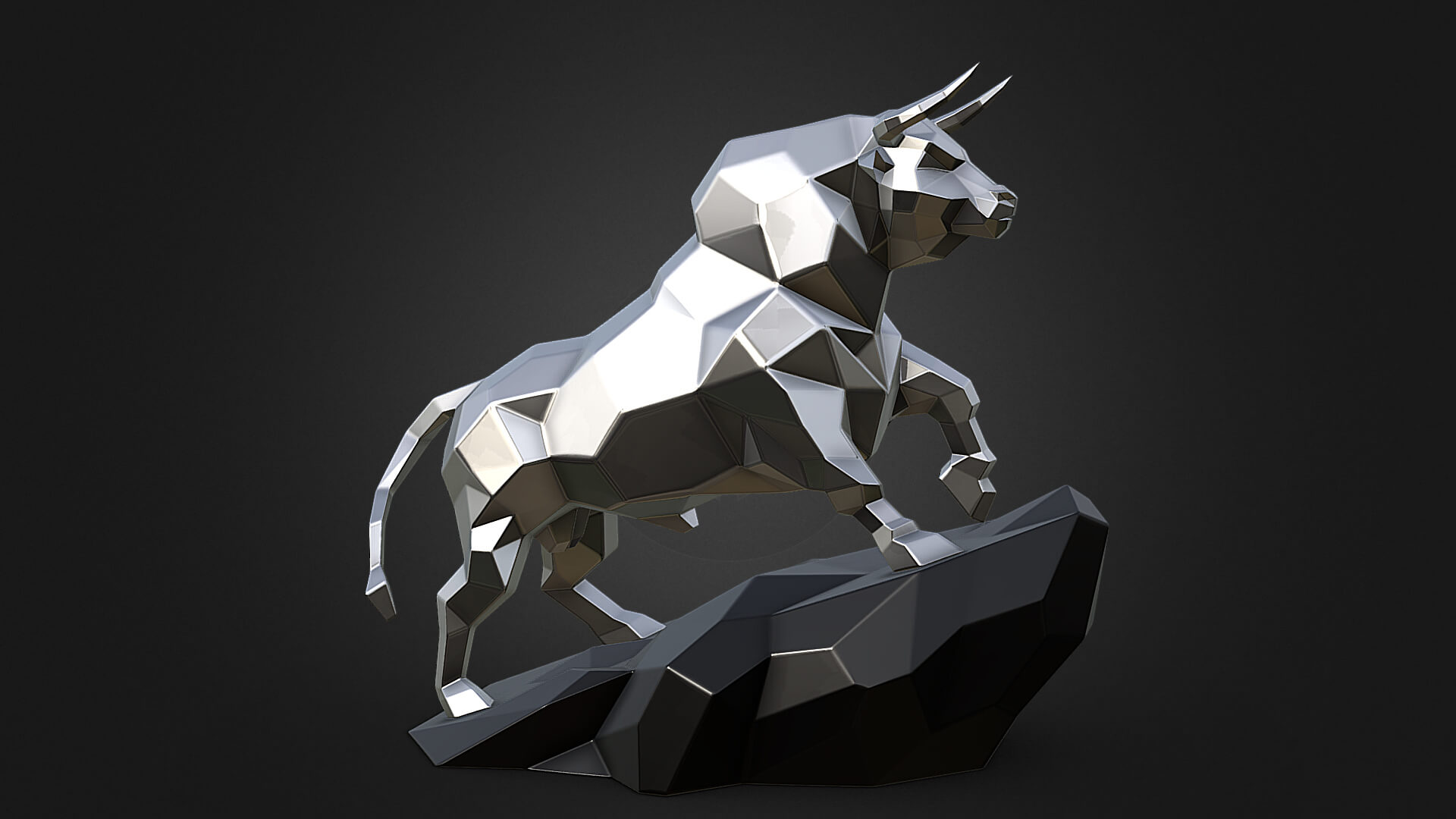 Bull Low Poly - 3D Print Model by lowpoly_print
