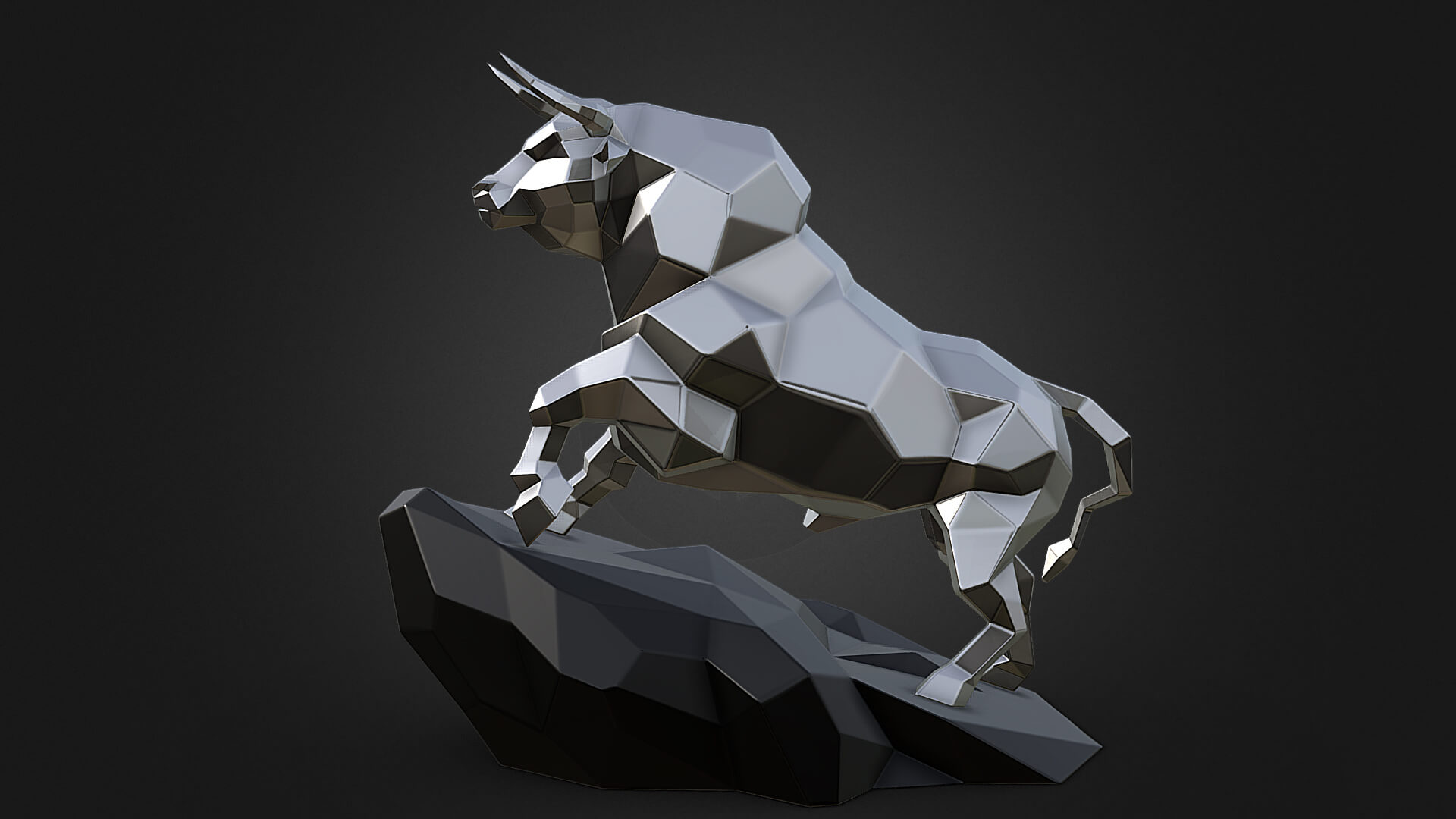 Bull Low Poly - 3D Print Model by lowpoly_print