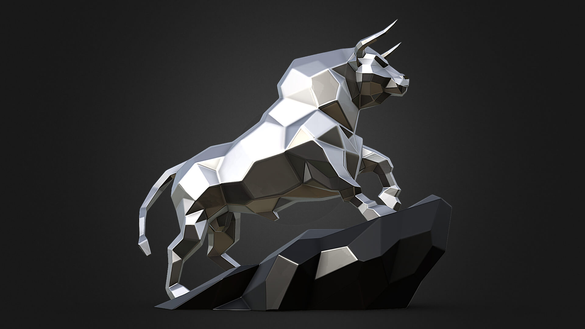 Bull Low Poly - 3D Print Model by lowpoly_print