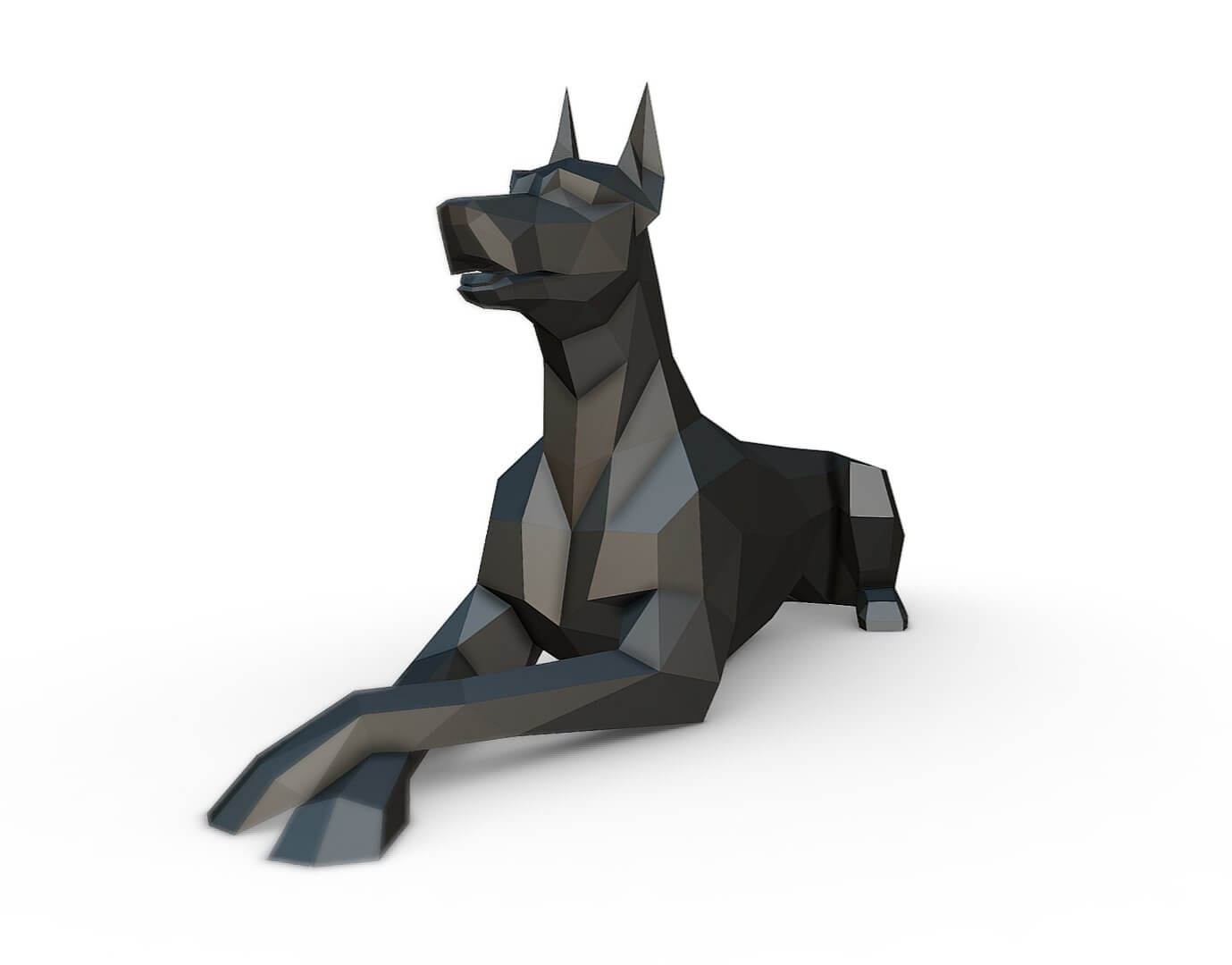 Low Poly Doberman Lying Down - 3D Model by lowpoly_print