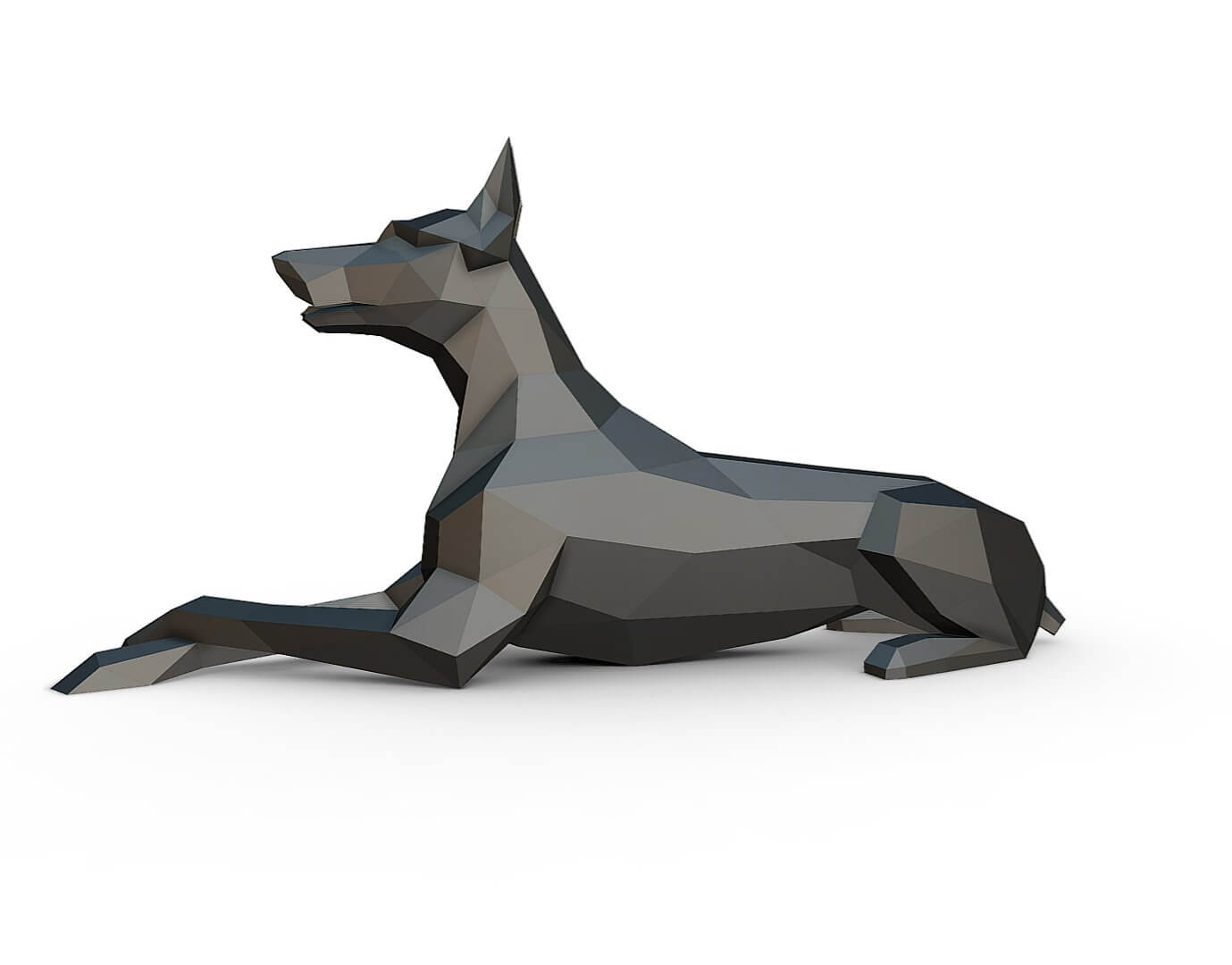 Low Poly Doberman Lying Down - 3D Model by lowpoly_print