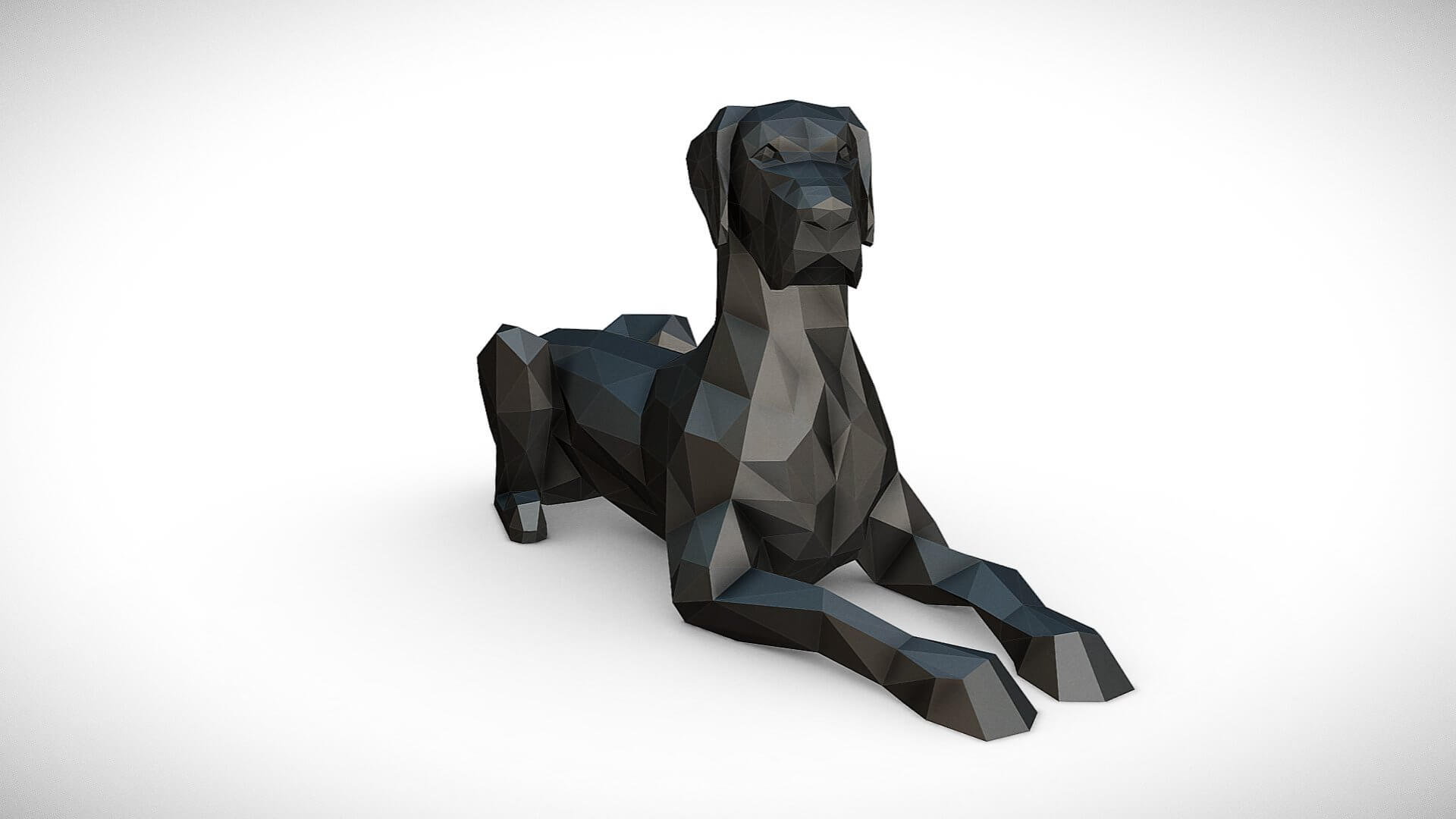 Low Poly Great Dane Figure - 3D Model by lowpoly_print