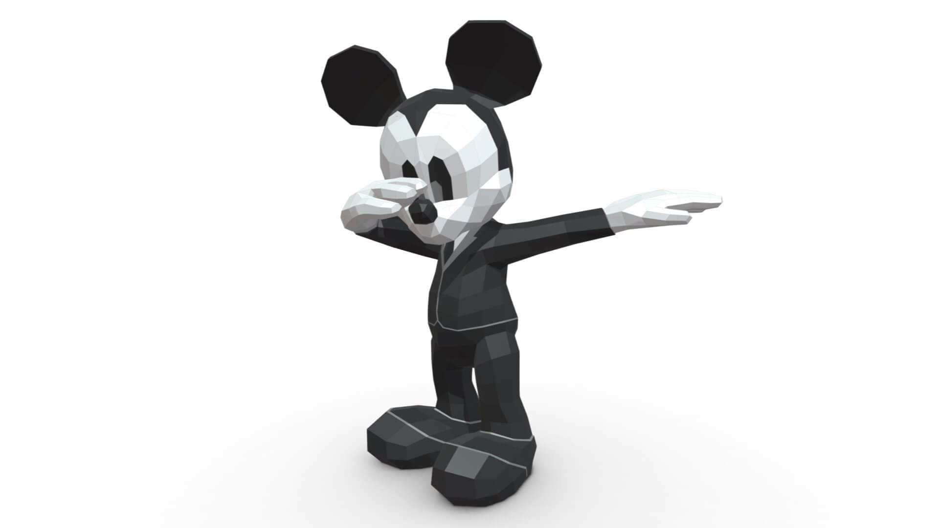 Low Poly Mickey Mouse - 3D Print Model by lowpoly_print