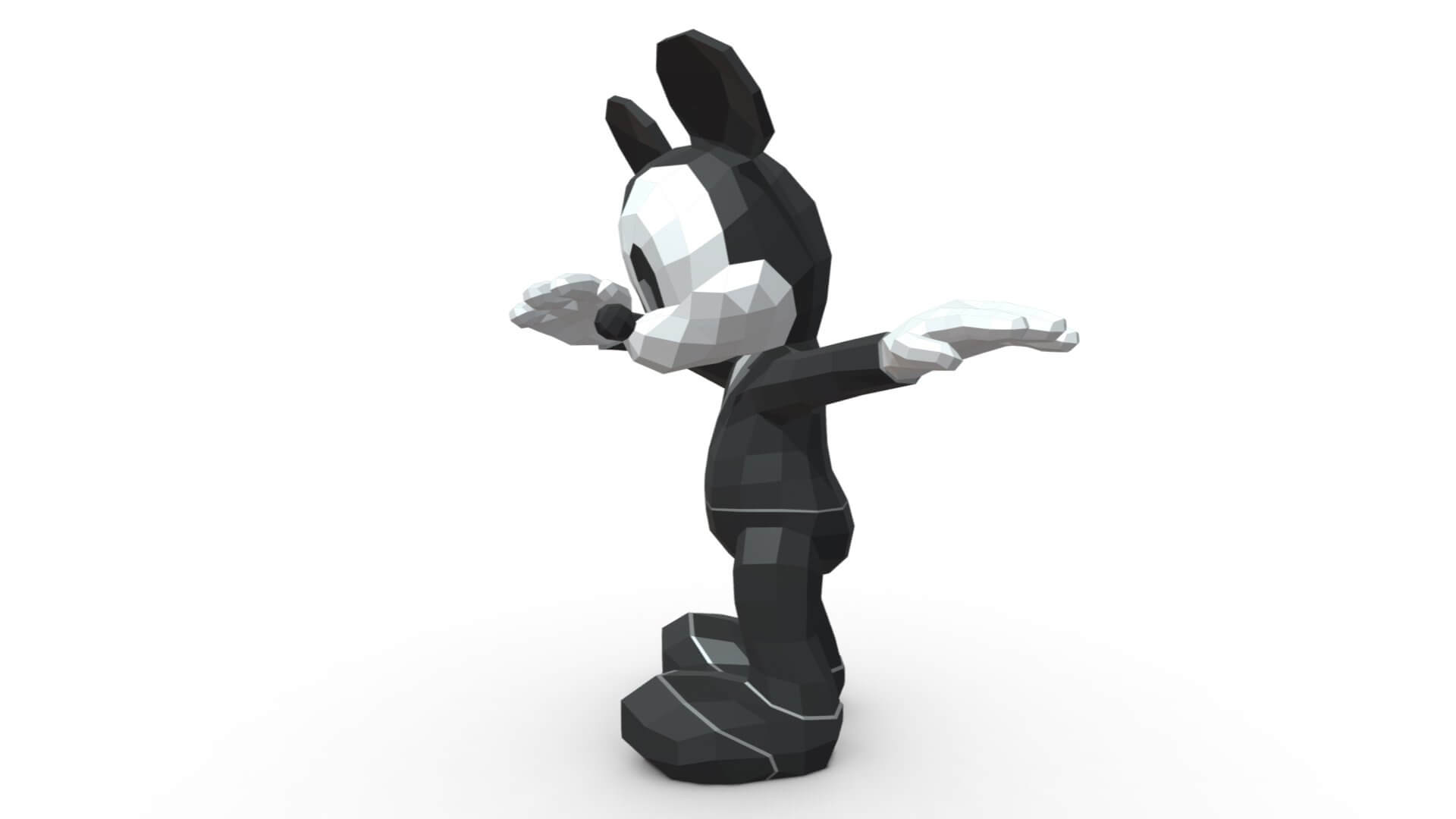 Low Poly Mickey Mouse - 3D Print Model by lowpoly_print