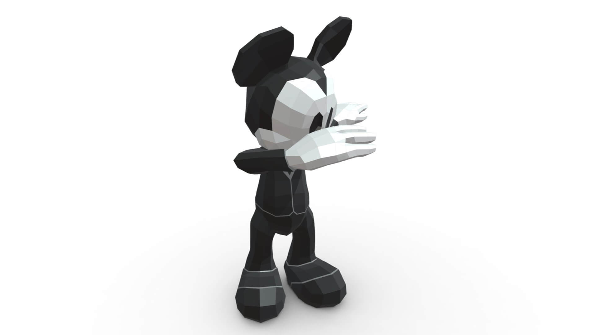 Low Poly Mickey Mouse - 3D Print Model by lowpoly_print