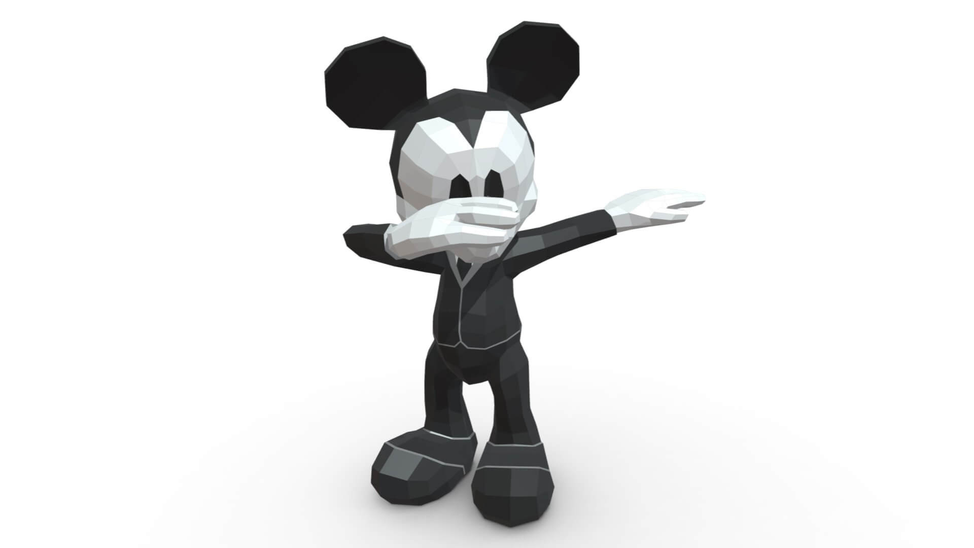 Low Poly Mickey Mouse - 3D Print Model by lowpoly_print