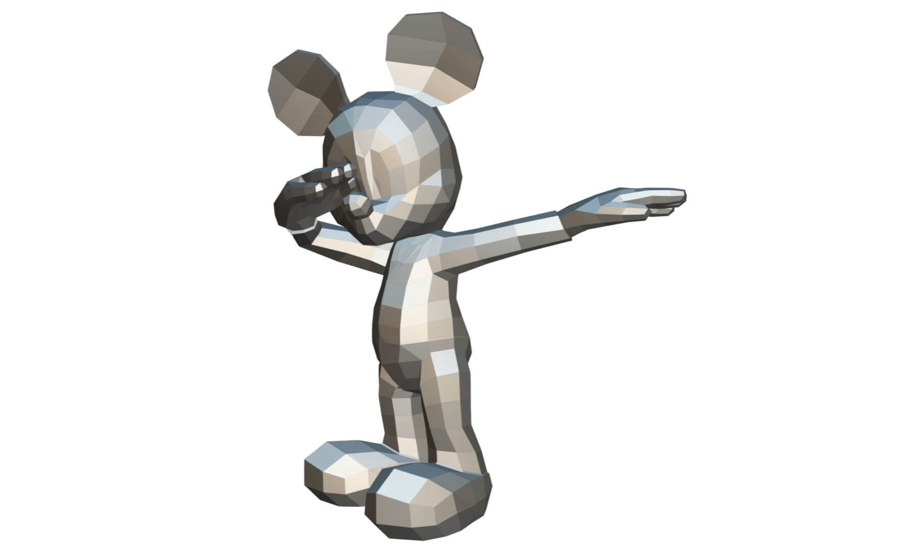 Low Poly Mickey Mouse - 3D Print Model by lowpoly_print