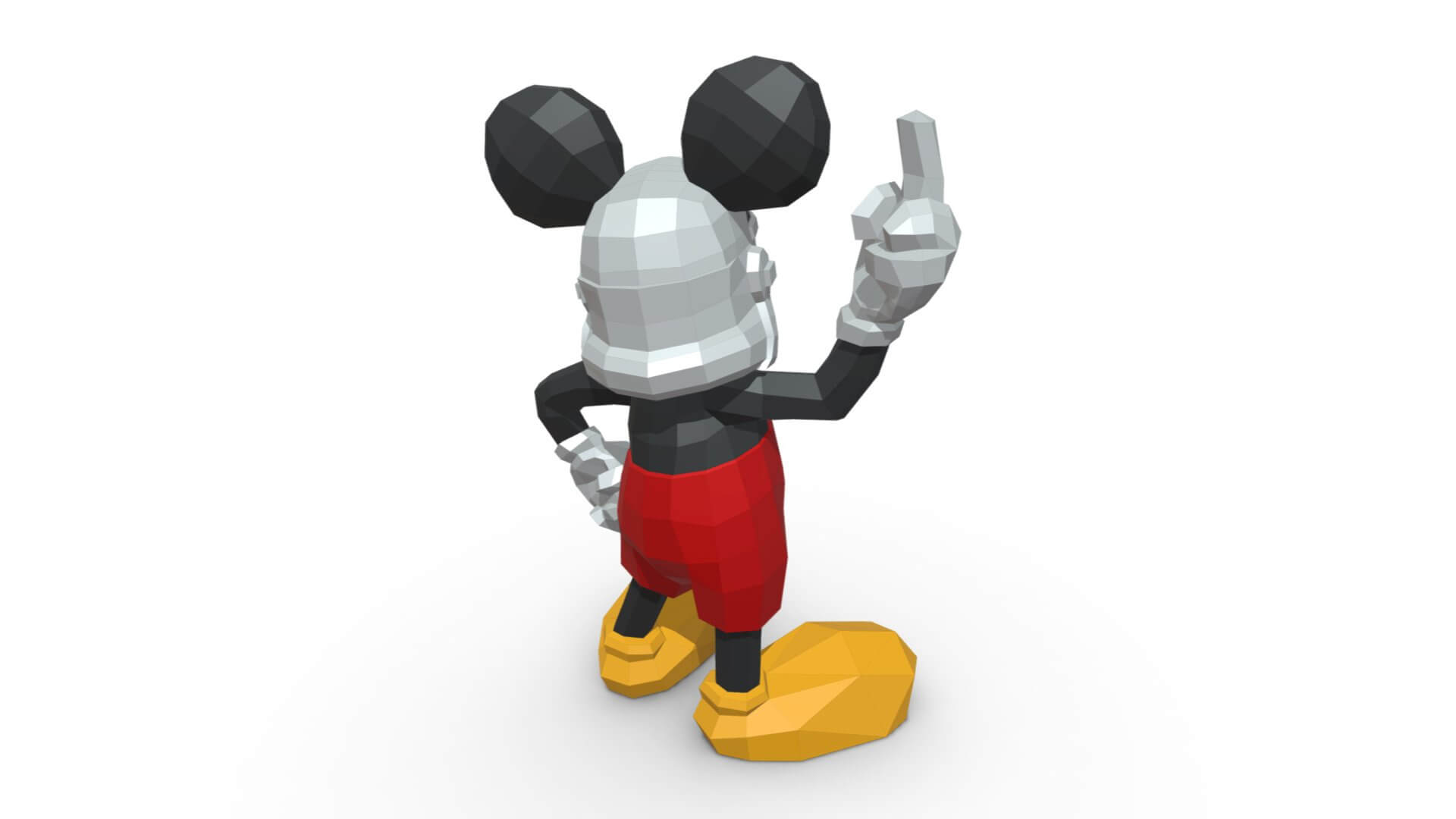 Low Poly Mickey Mouse Figure - 3D Model by lowpoly_print