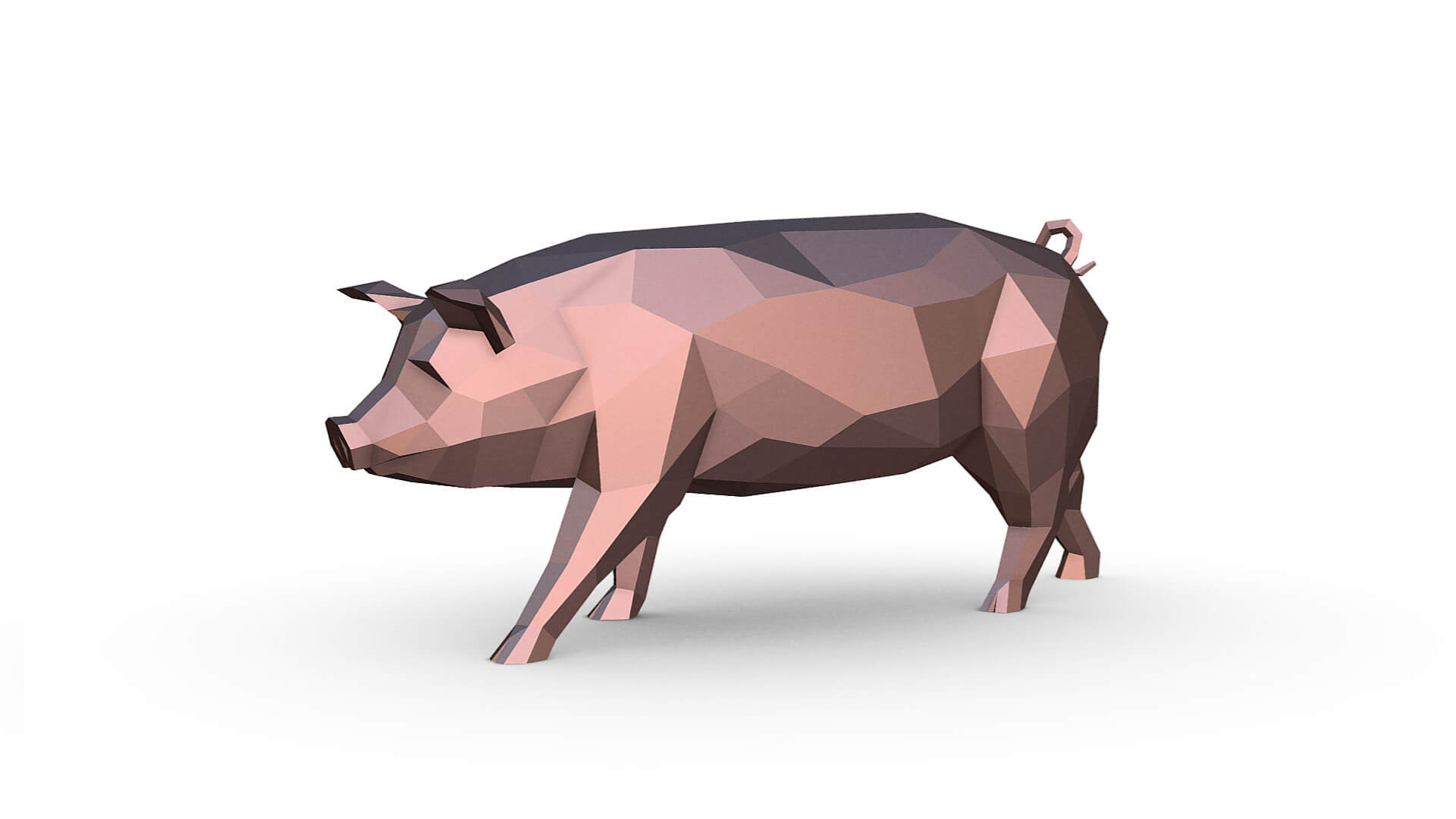 Low Poly Pig Figurine - 3D Print Model by lowpoly_print