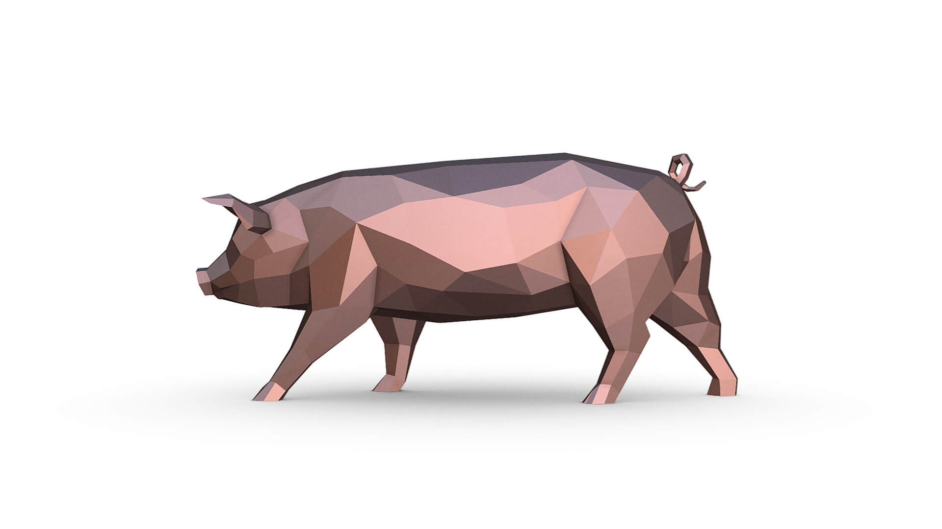 Low Poly Pig Figurine - 3D Print Model by lowpoly_print