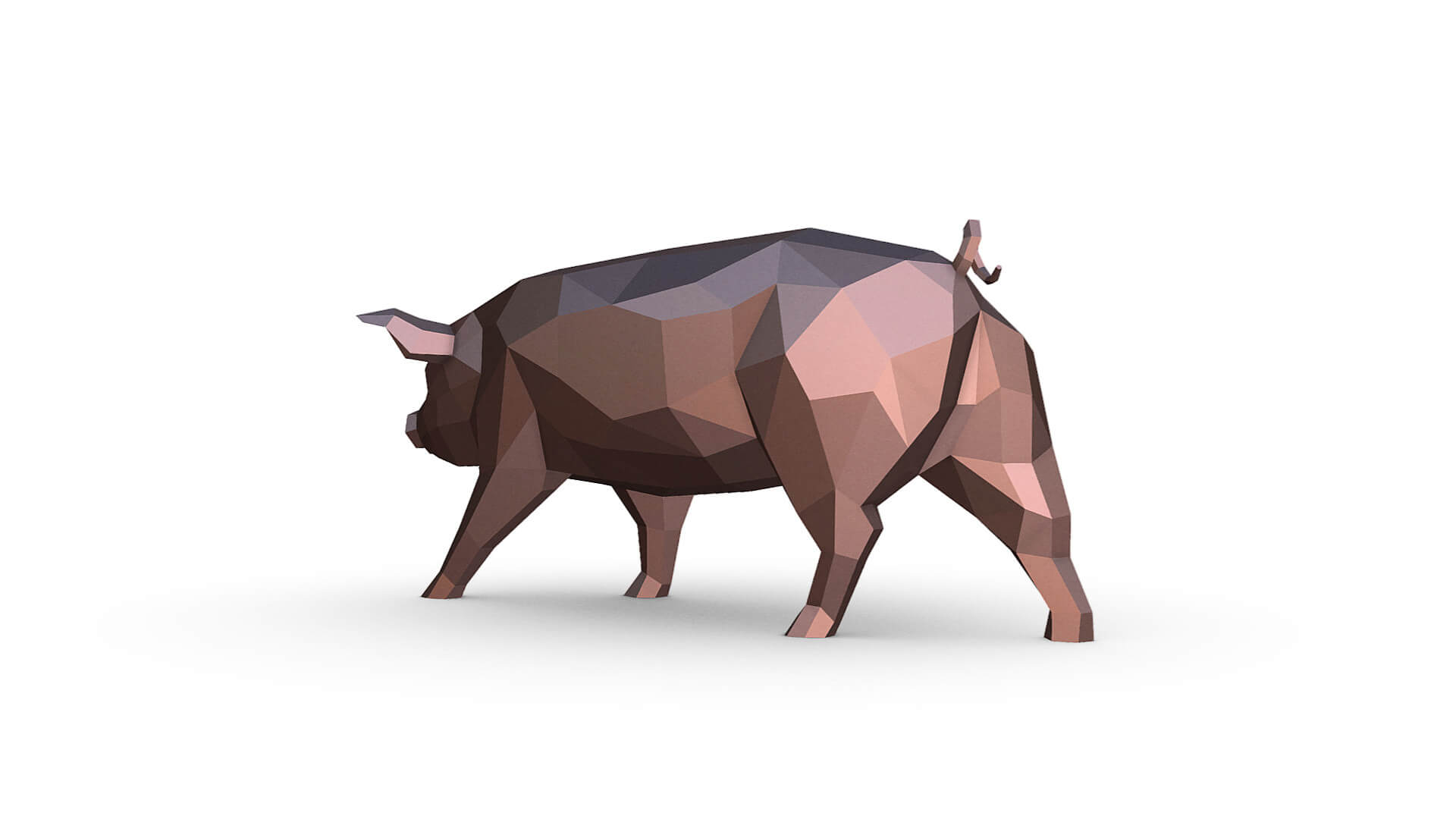 Low Poly Pig Figurine - 3D Print Model by lowpoly_print