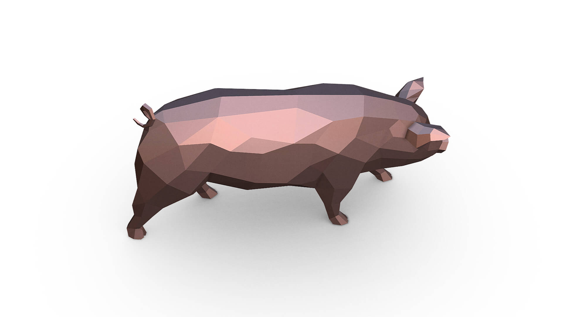 Low Poly Pig Figurine - 3D Print Model by lowpoly_print