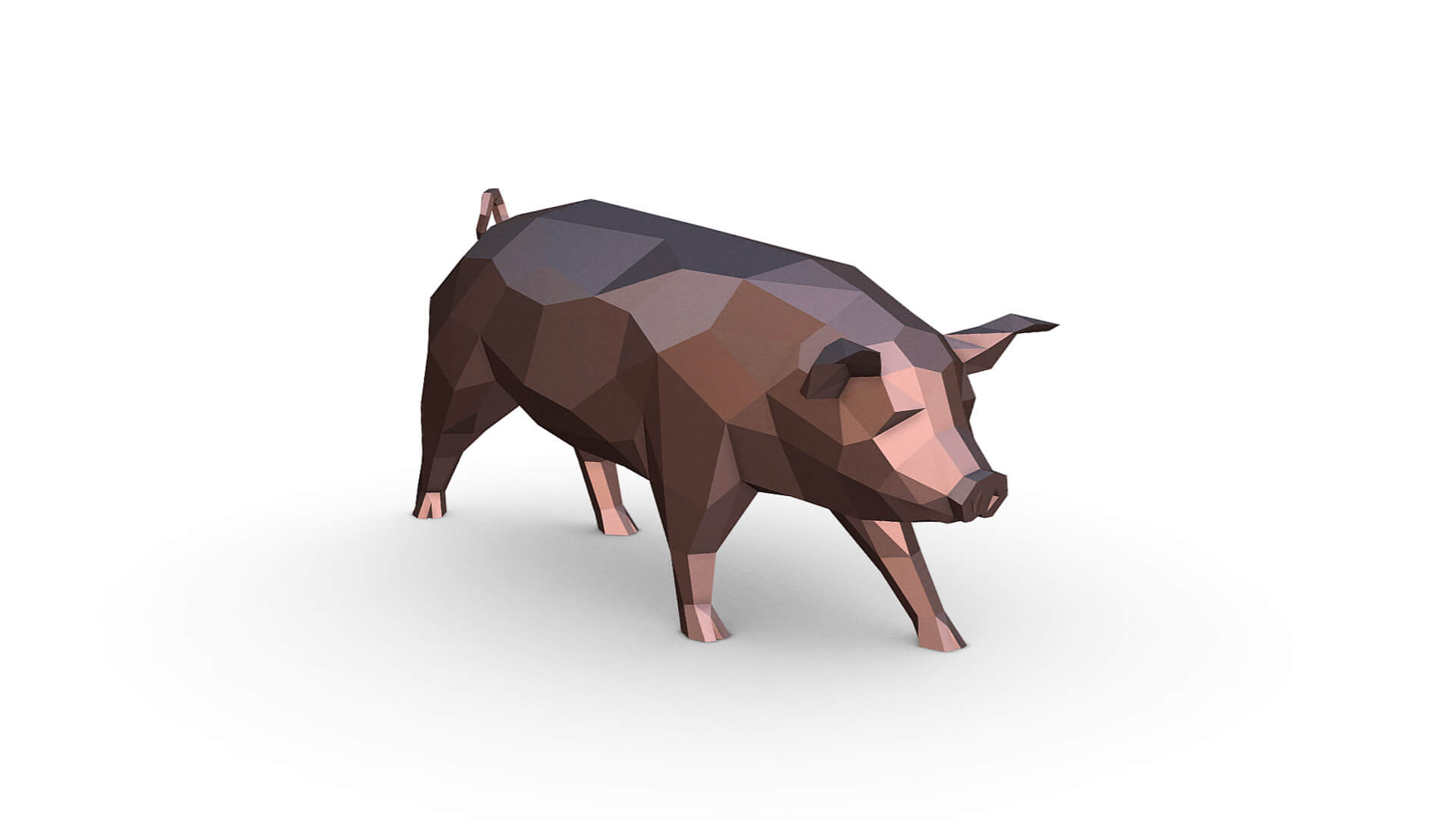 Low Poly Pig Figurine - 3D Print Model by lowpoly_print