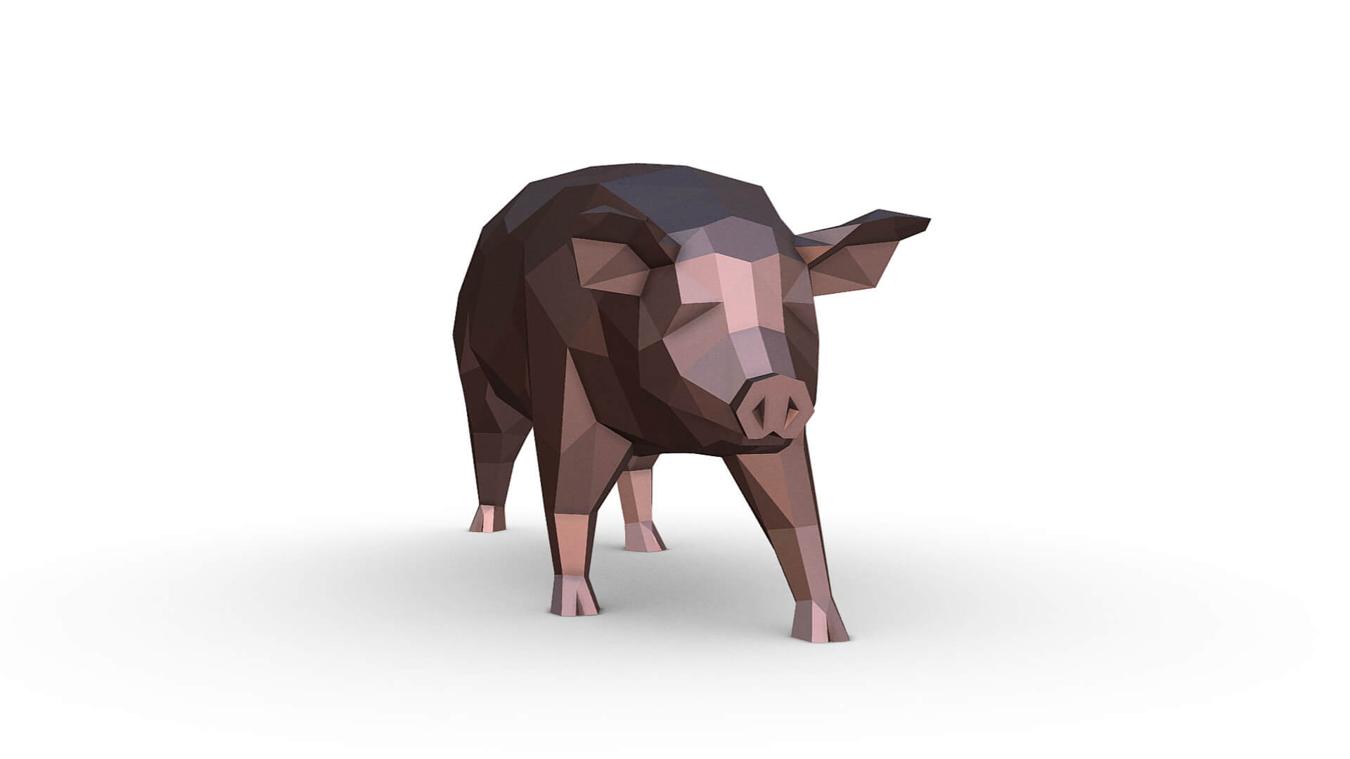 Low Poly Pig Figurine - 3D Print Model by lowpoly_print
