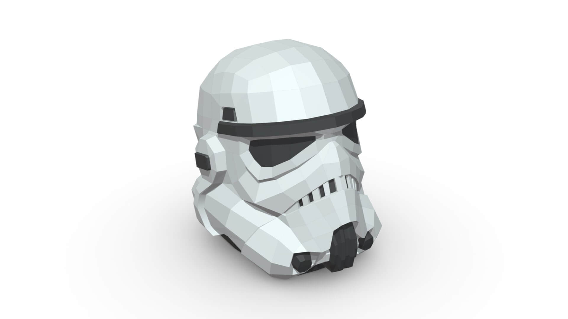 Low Poly Stormtrooper Head - 3D Print Model by lowpoly_print