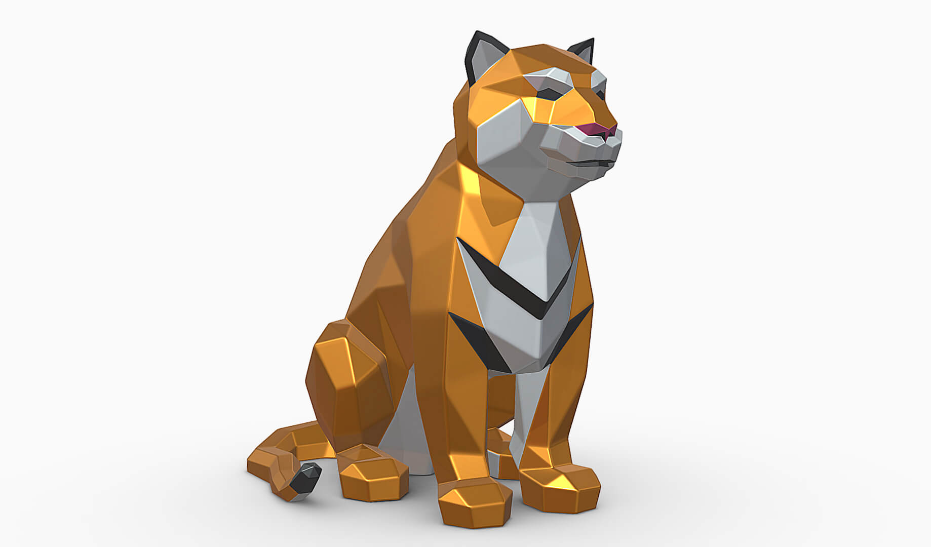 Tiger Low Poly - 3D Print Model by lowpoly_print