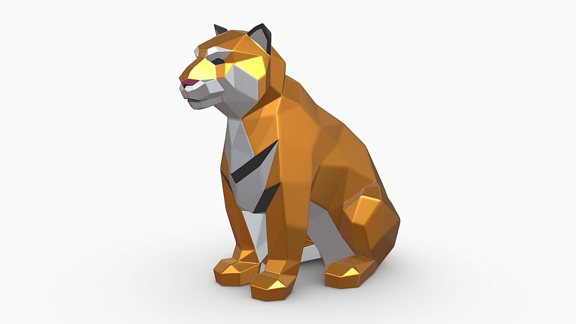 Tiger Low Poly - 3D Print Model by lowpoly_print
