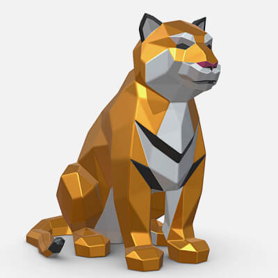 Tiger Low Poly - 3D Model by lowpoly_print