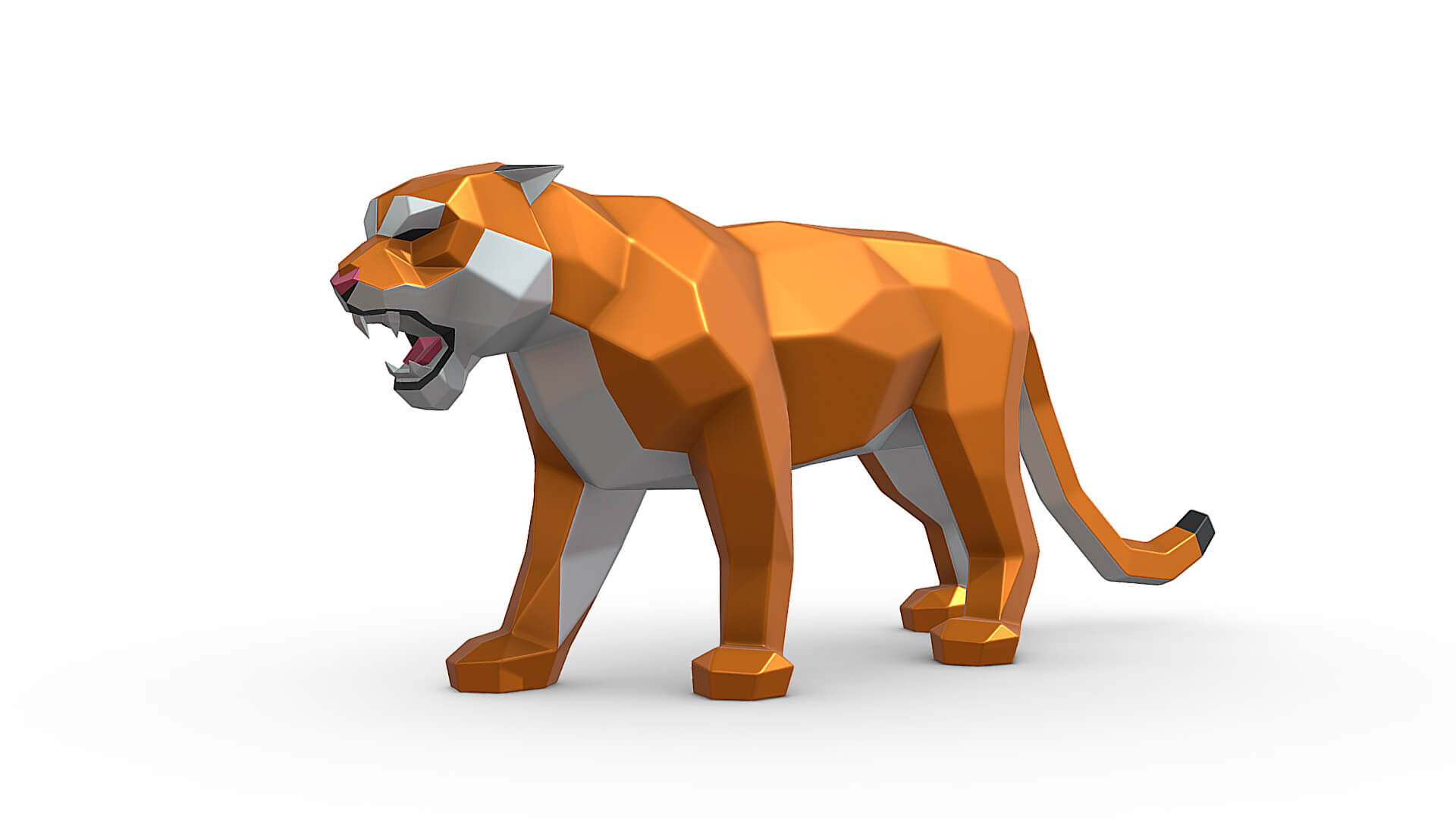 Tiger Low Poly - 3D Print Model by lowpoly_print