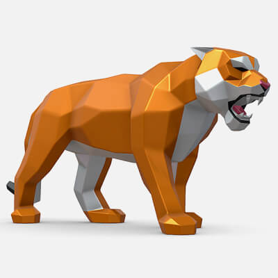 Tiger Low Poly - 3D Model by lowpoly_print