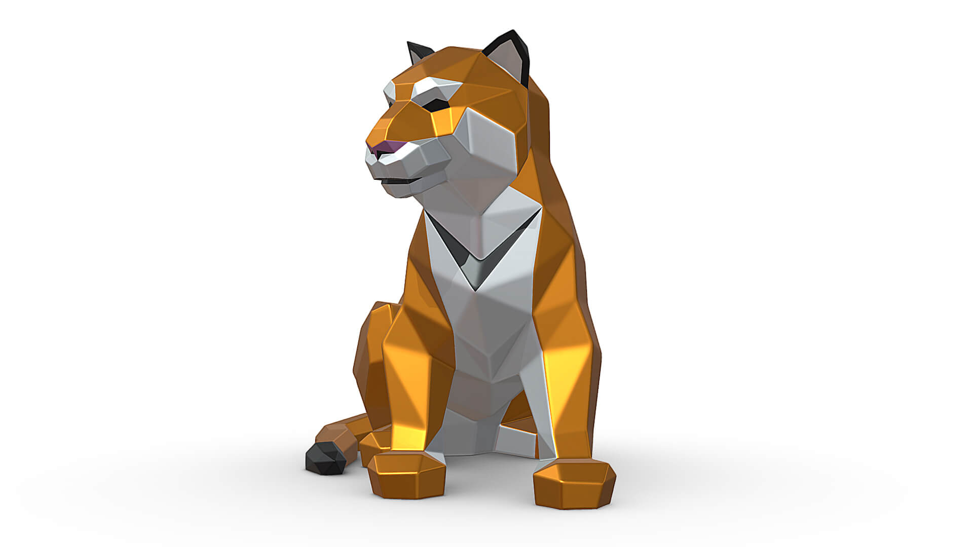 Tiger Low Poly - 3D Print Model by lowpoly_print