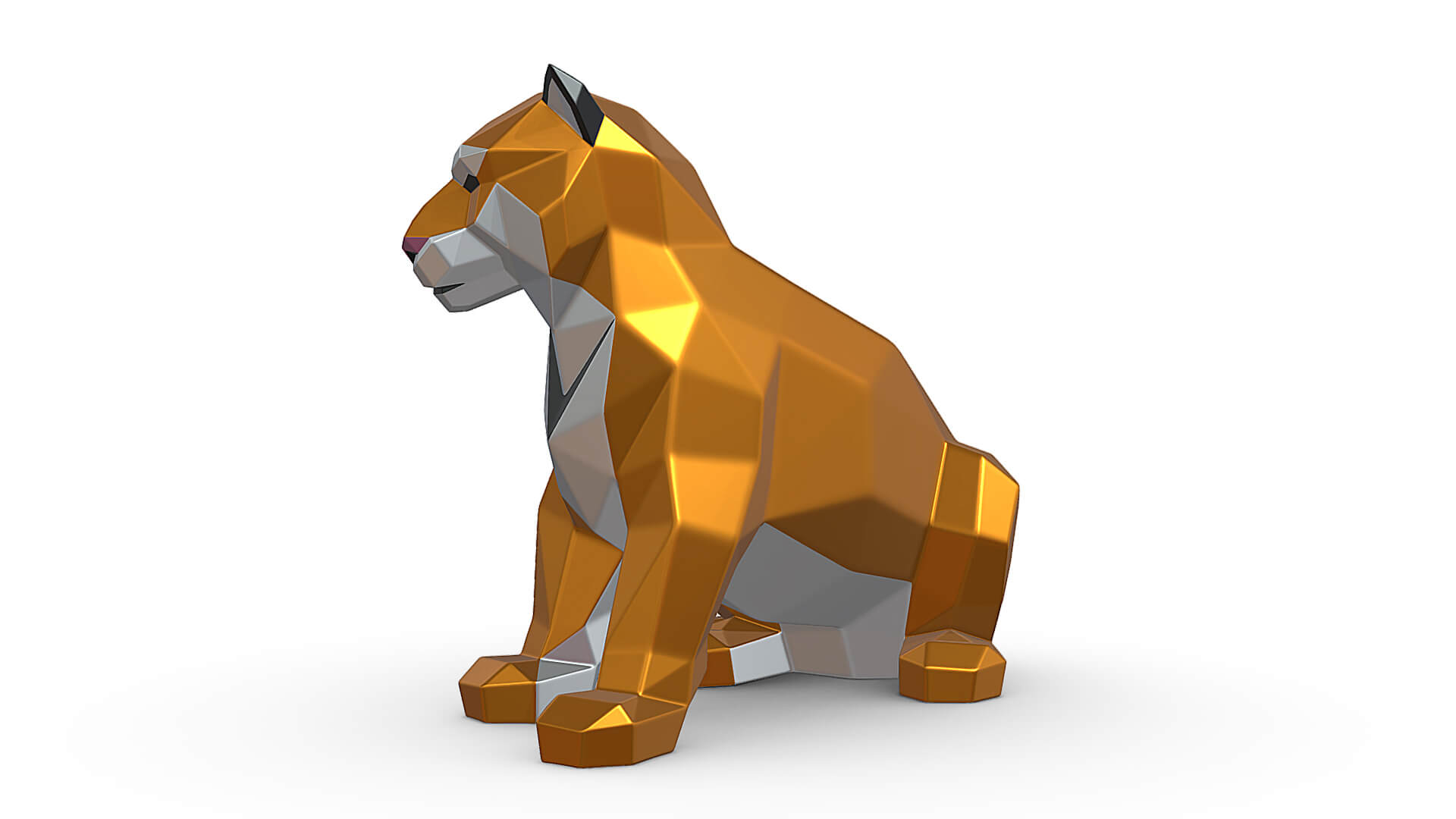 Tiger Low Poly - 3D Print Model by lowpoly_print