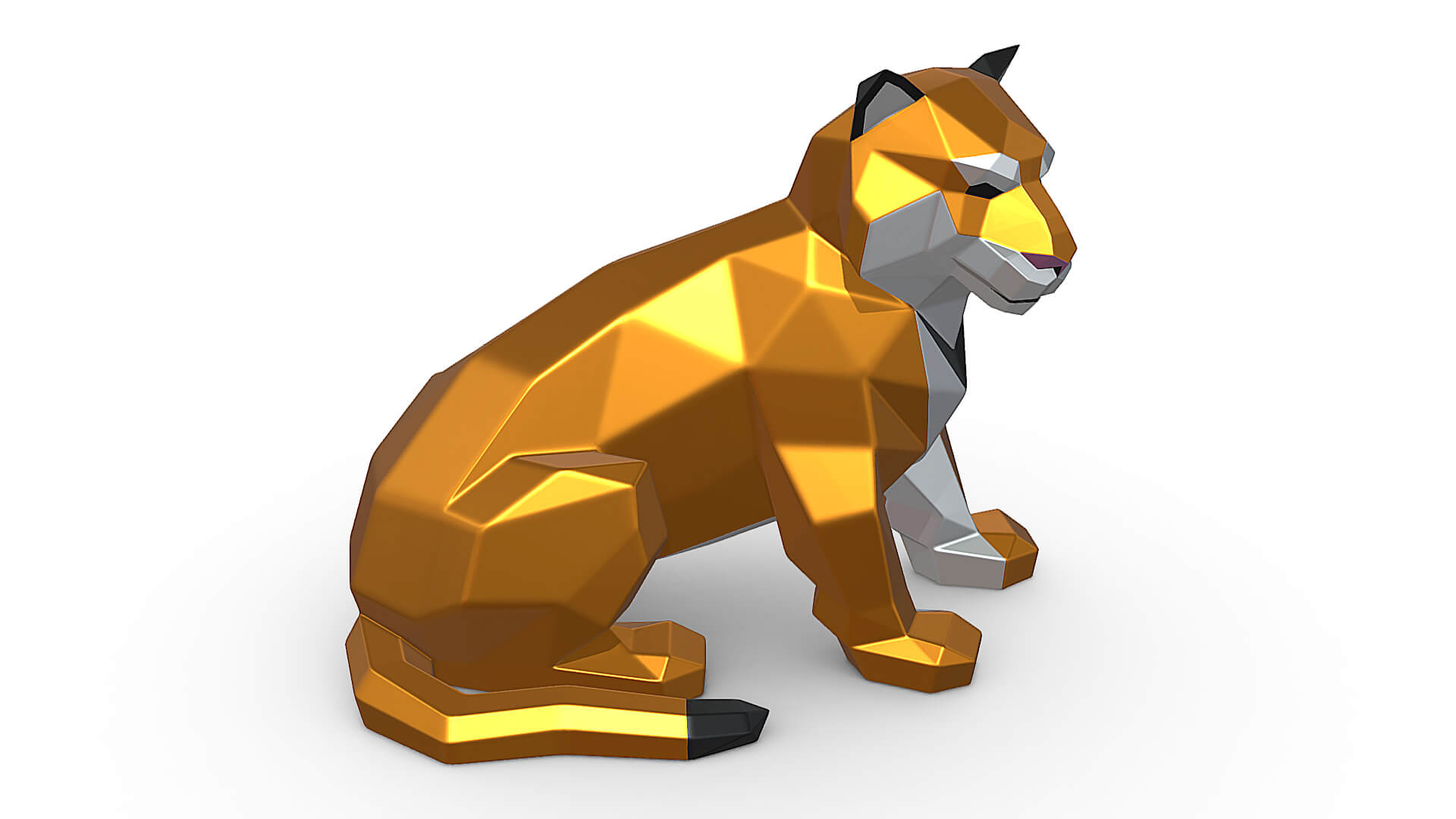 Tiger Low Poly - 3D Print Model by lowpoly_print