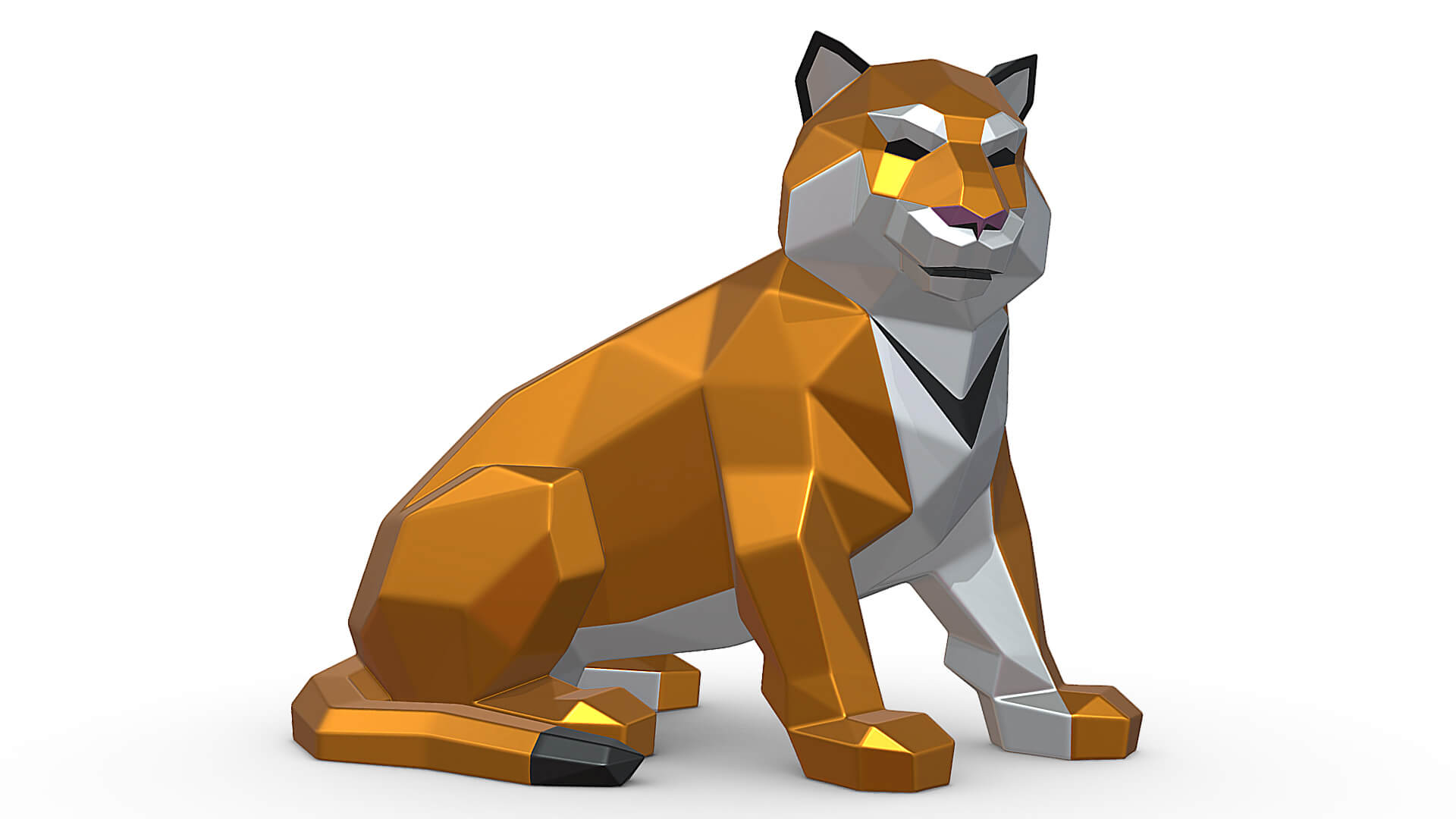 Tiger Low Poly - 3D Print Model by lowpoly_print