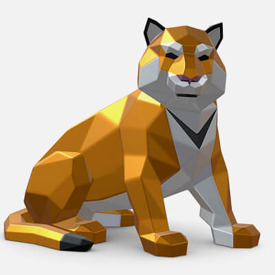 Tiger Low Poly - 3D Print Model by lowpoly_print