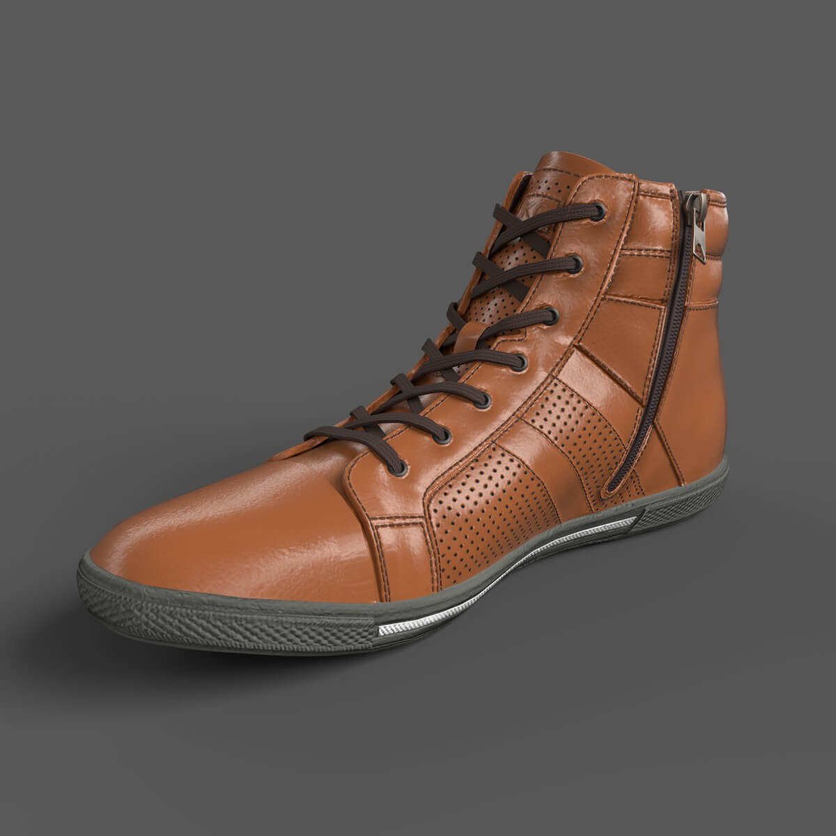 Center Hightop Sneaker-Cognac 3D Model by LowPoly-Studio