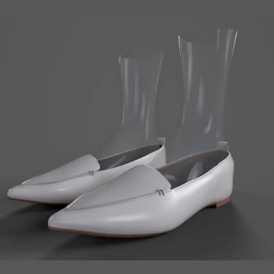 Pointed Loafers Ivory - 3D Model by LowPoly-Studio