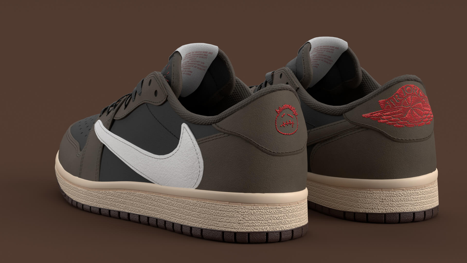 Travis Scott x Air Jordan Dark Mocha - 3D Model by LowPoly-Studio