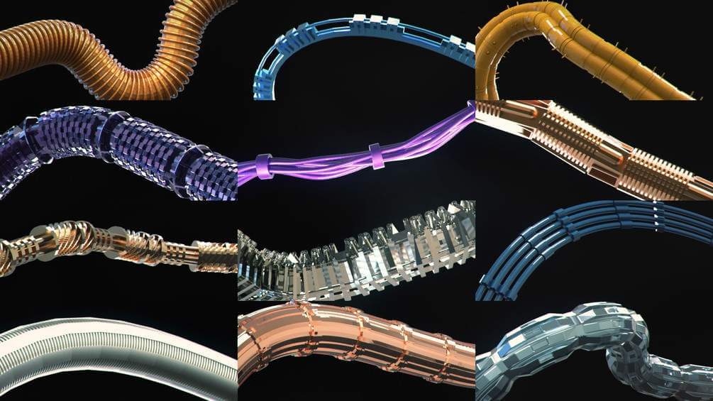 Sci-Fi Tubes, Hoses and Cables - 100 Pieces 3D Model by Ltcdata