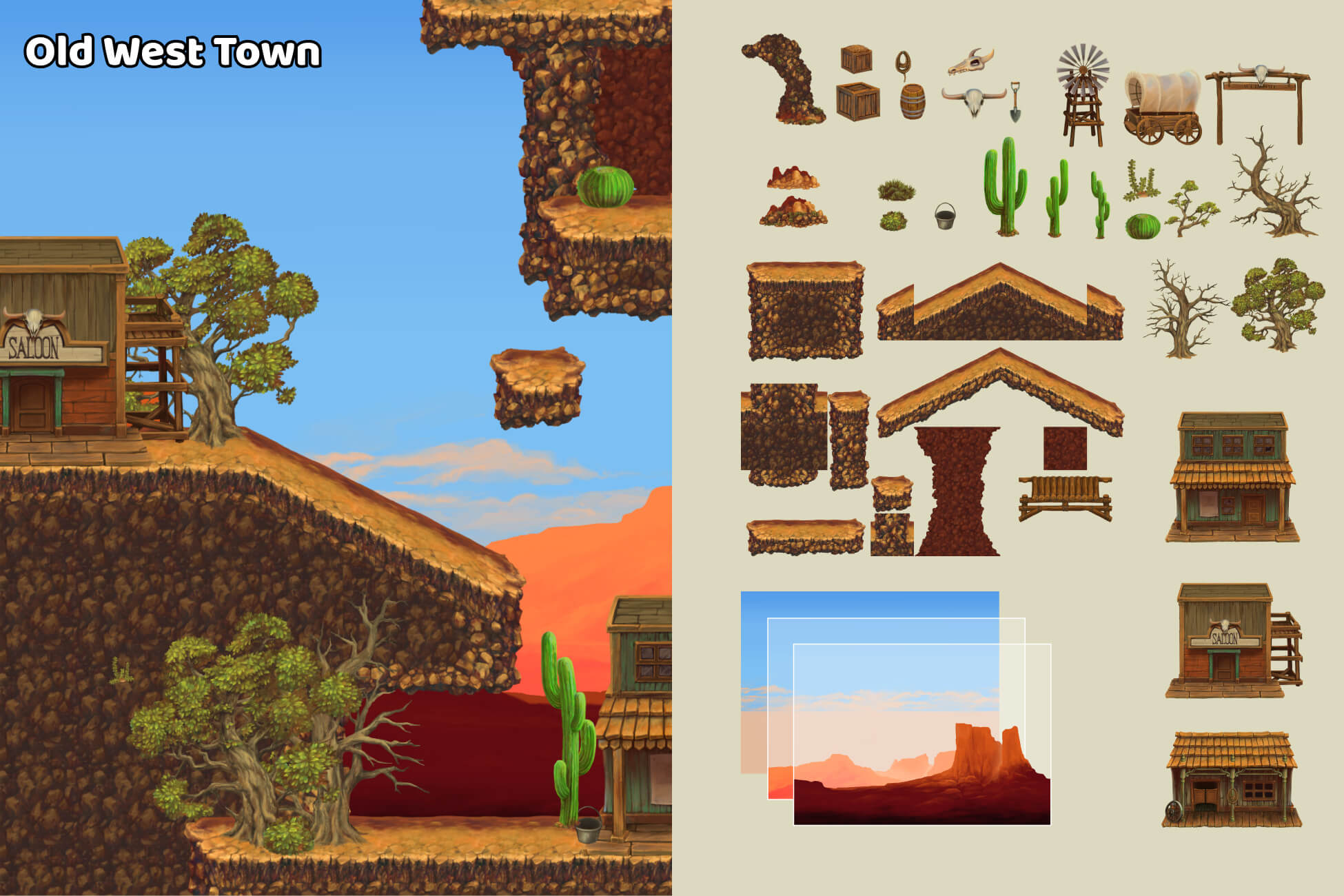 Adventure Platformer Tileset Bundle - 2D Game Asset by ludicarts