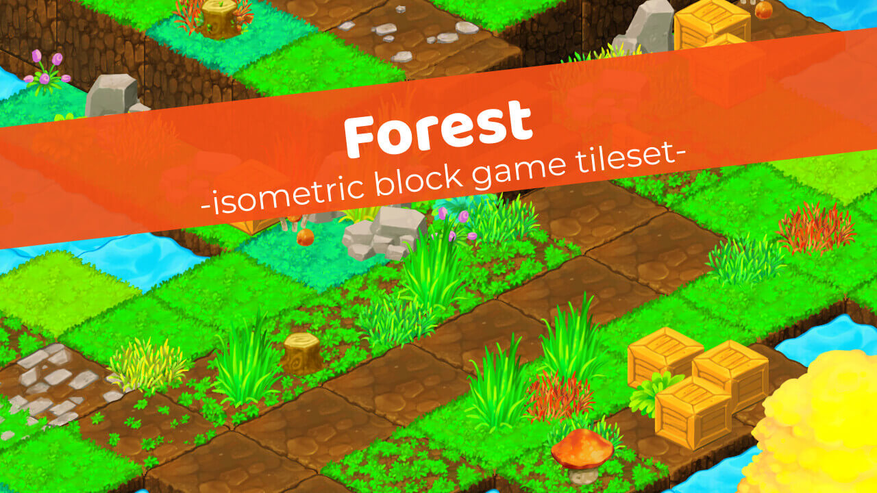Forest - Isometric Block Tileset 2D Game Asset by ludicarts