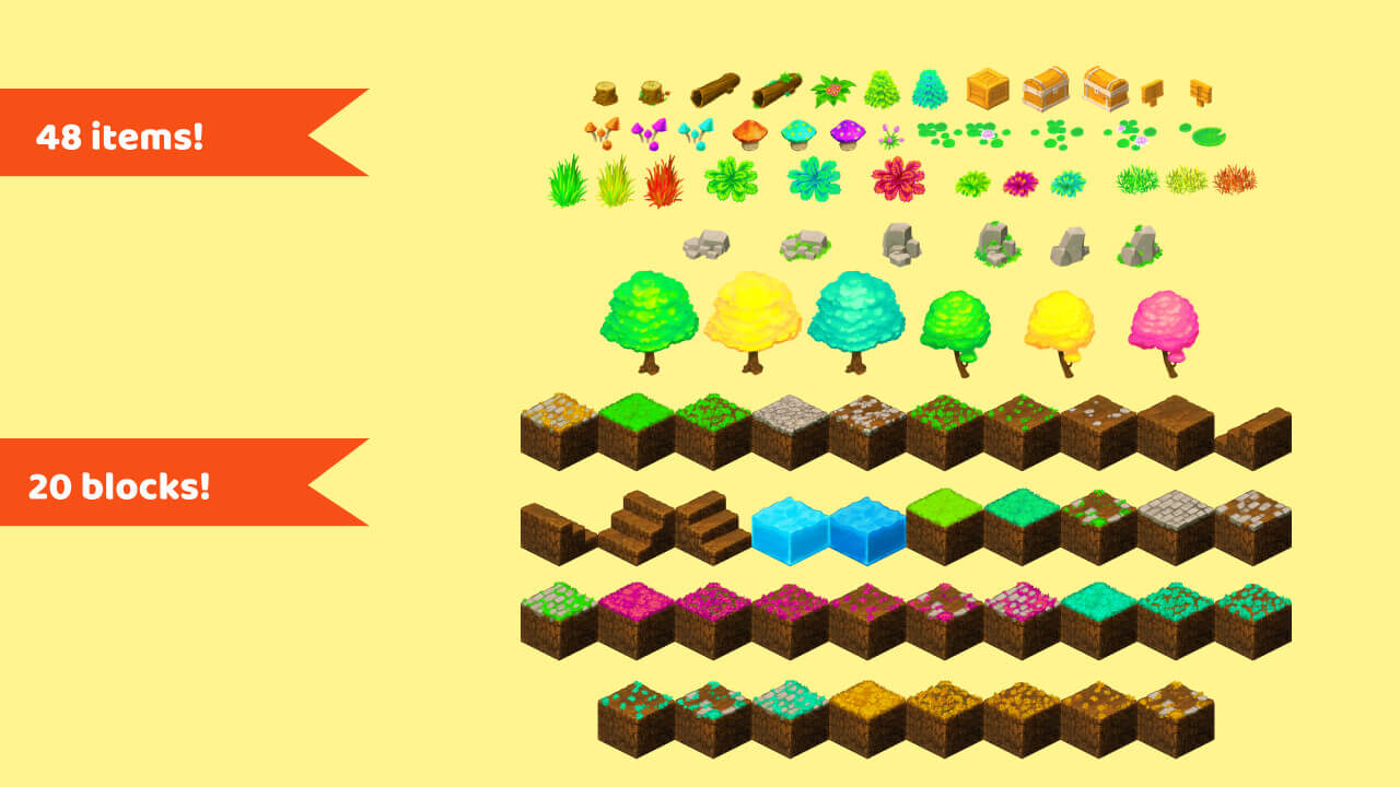 Forest - Isometric Block Tileset 2D Game Asset by ludicarts