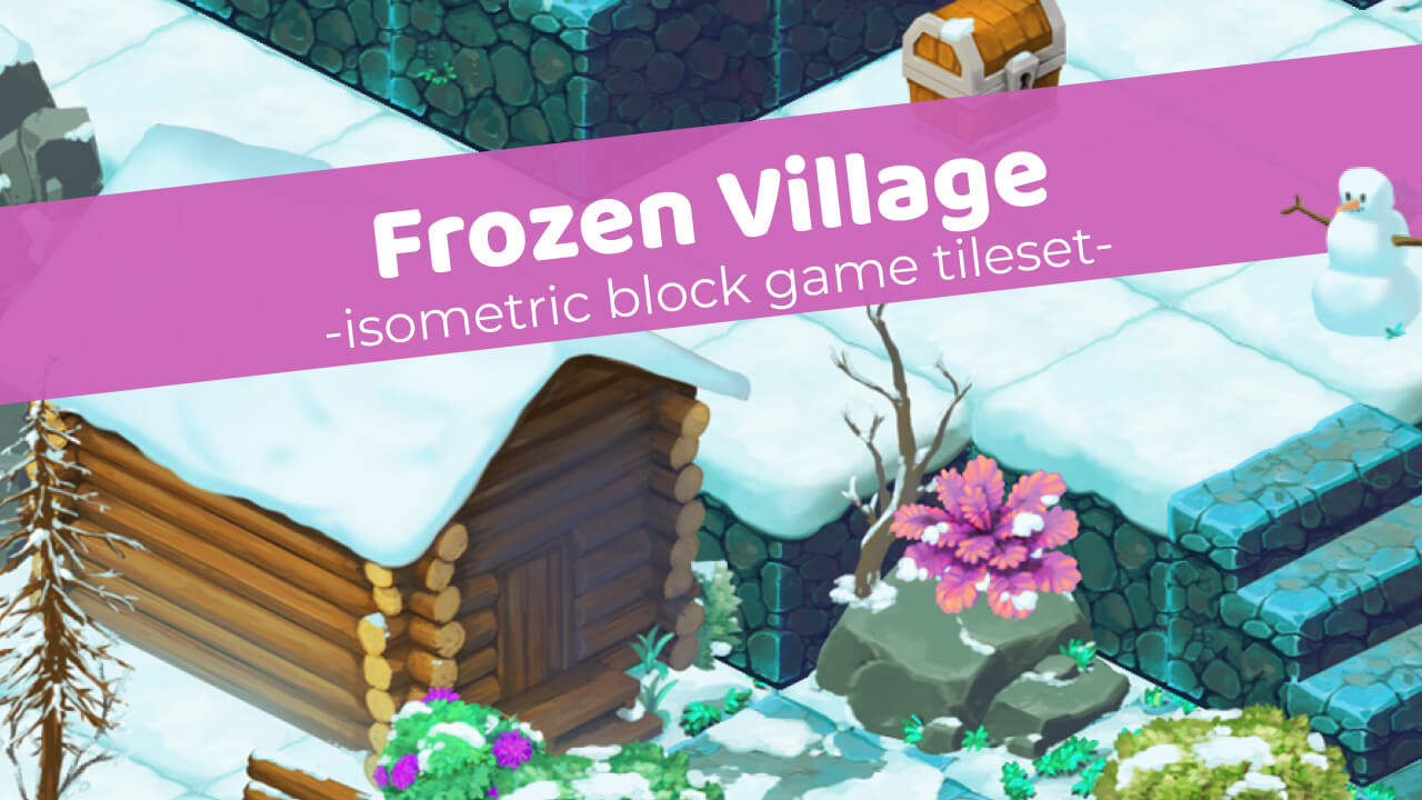 Frozen Village - Isometric Block Tileset 2D Game Asset by ludicarts