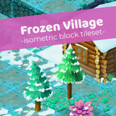 Frozen Village - Isometric Block Tileset 2D Game Asset by ludicarts