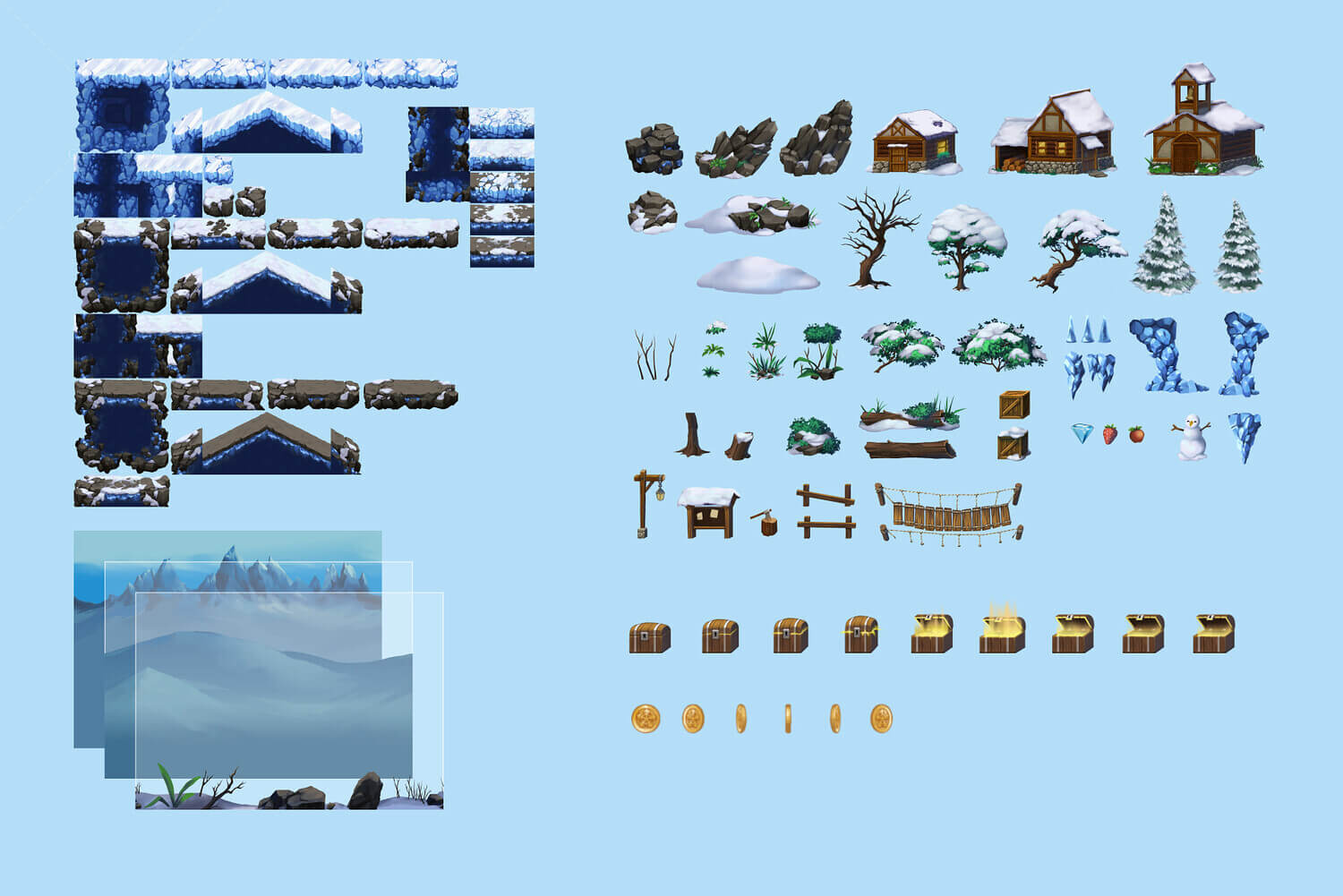 Snowy Town - Game Tileset by ludicarts